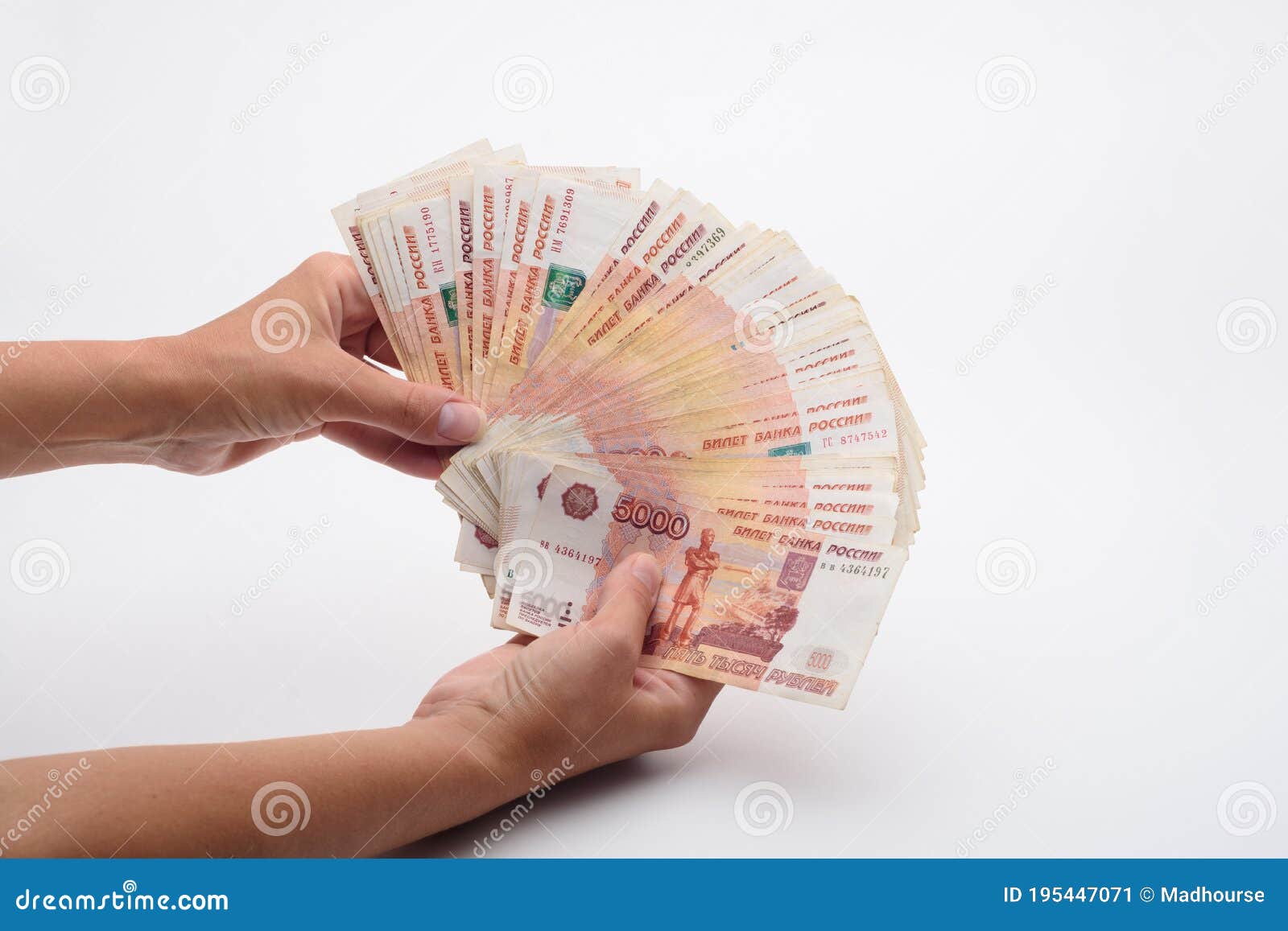 The Hand Shows in the Frame the Amount of Money in a Bundle of Bills ...
