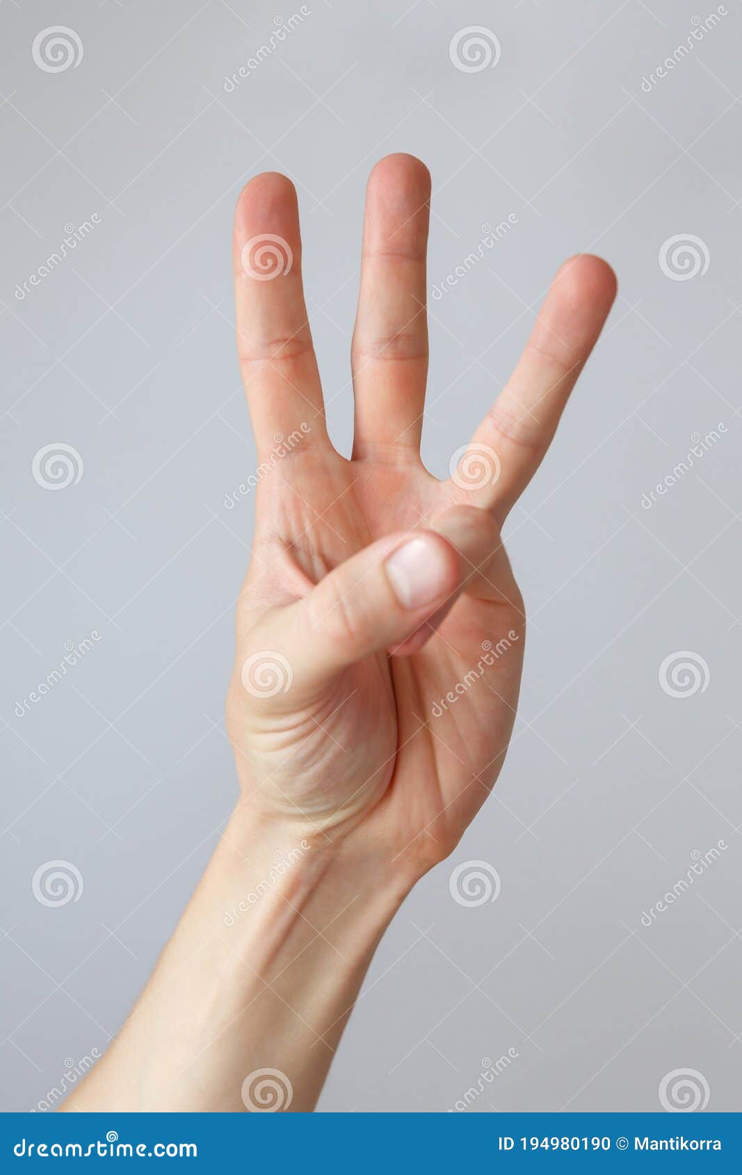 The Hand Shows the Number Three. Countdown Gesture or Sign. Sign ...