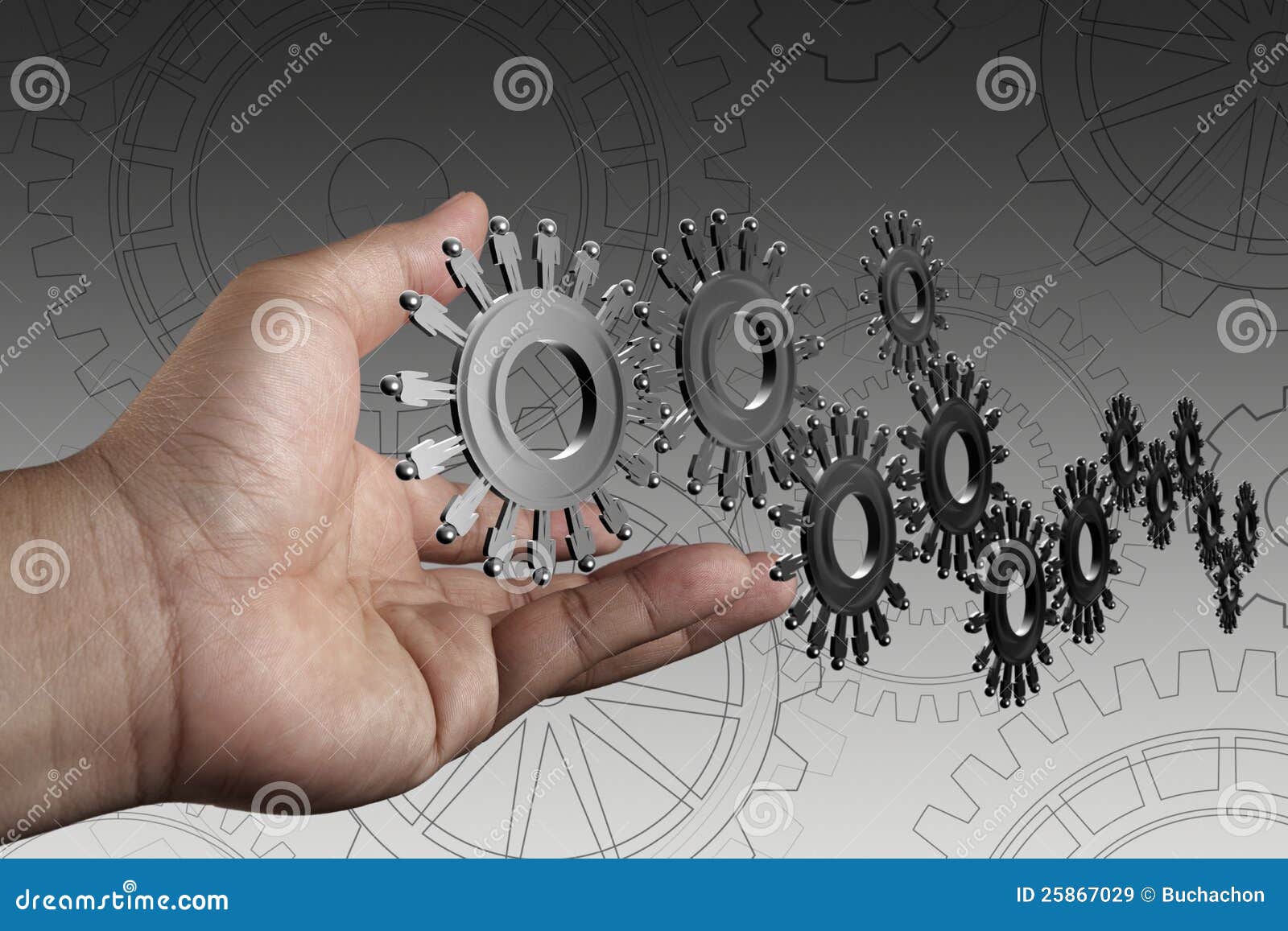 Hand Shows People Cogs As Concept Stock Image - Image of business ...