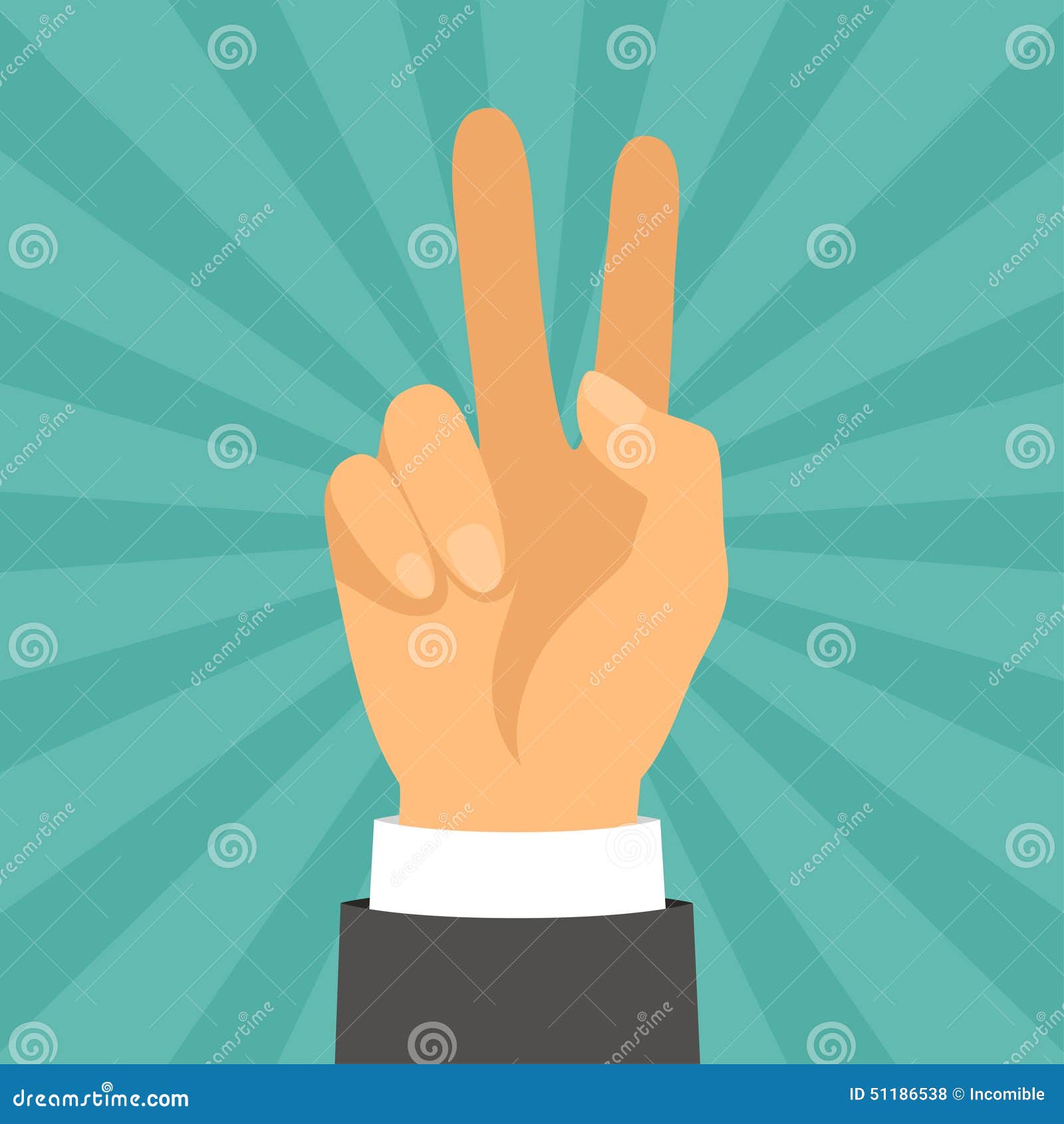 Hand Shows Victory Sign in Flat Design Style Stock Vector ...