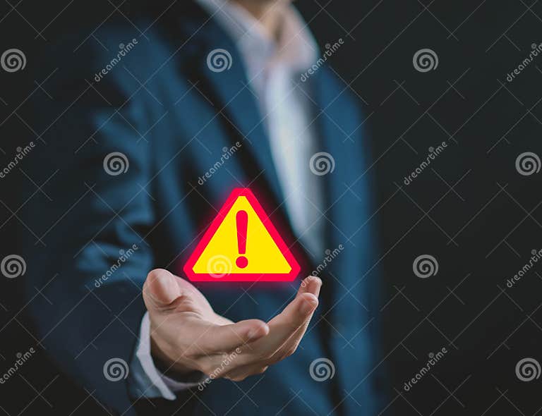 Hand Shows a Warning Sign of System Failure. Concept Caution Danger If ...