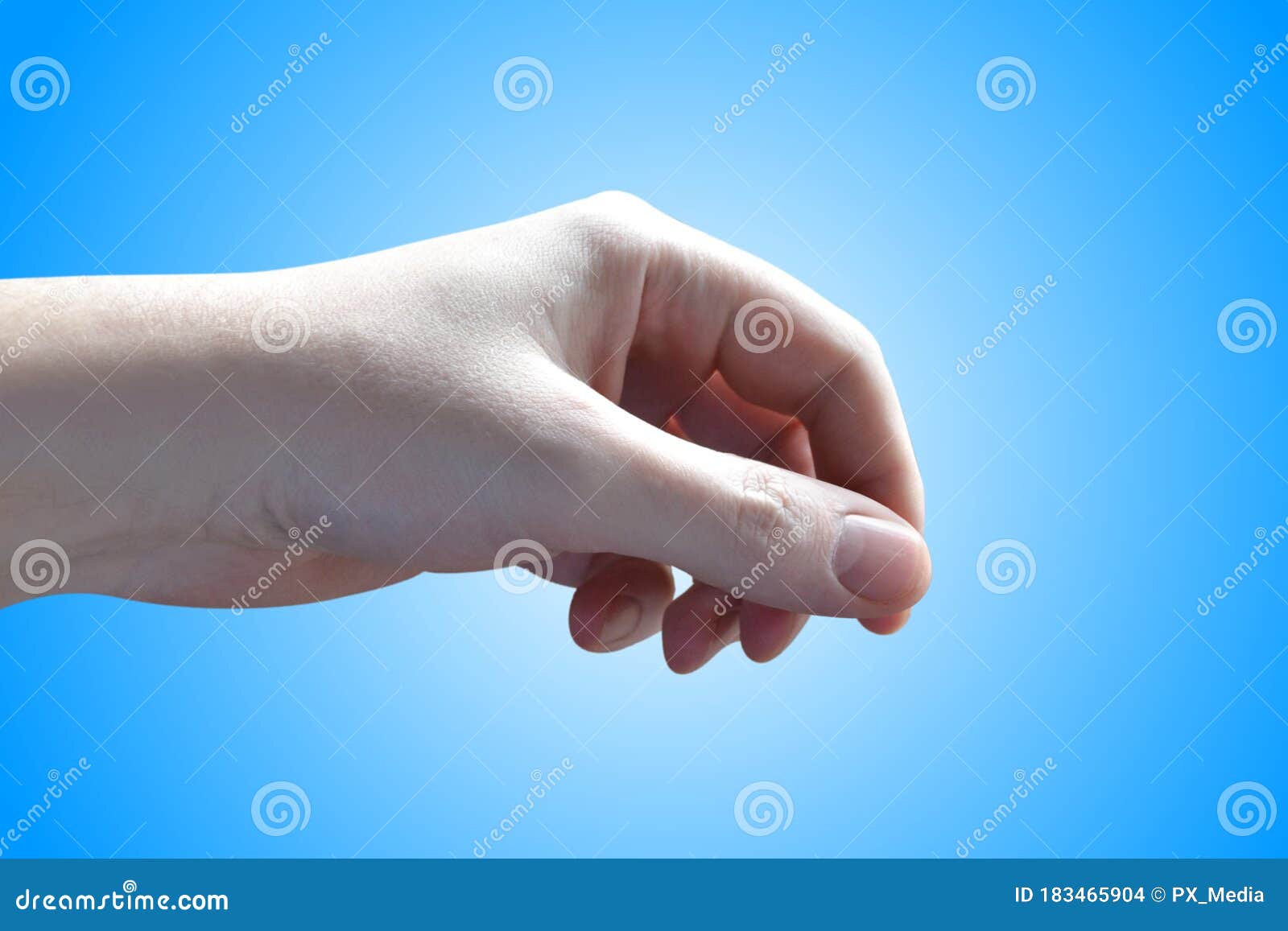 Hand Gesture - Isolate on Blue Background Stock Photo - Image of ...