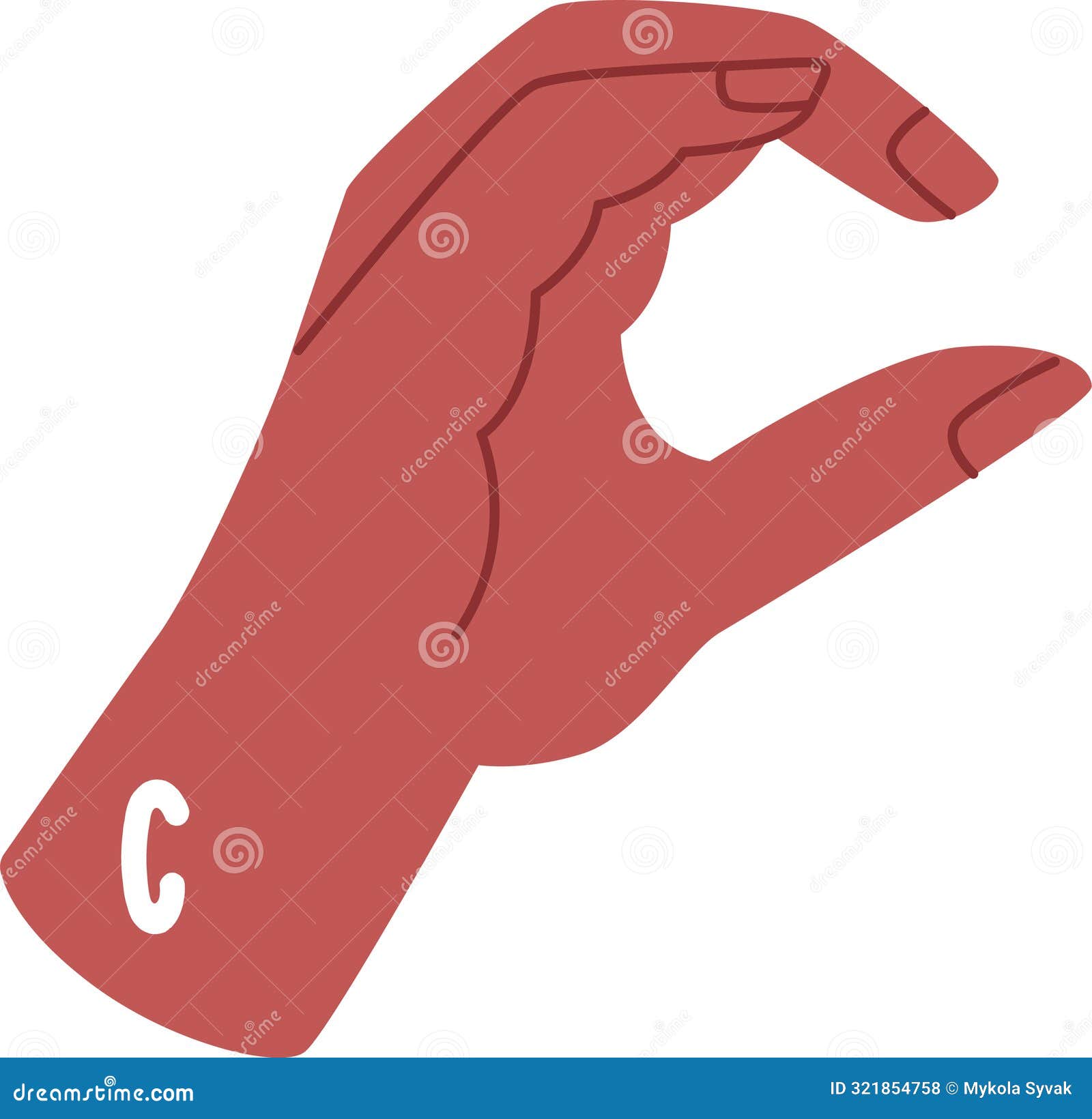 Hand Sign Alphabet C Letter Stock Vector - Illustration of typography ...