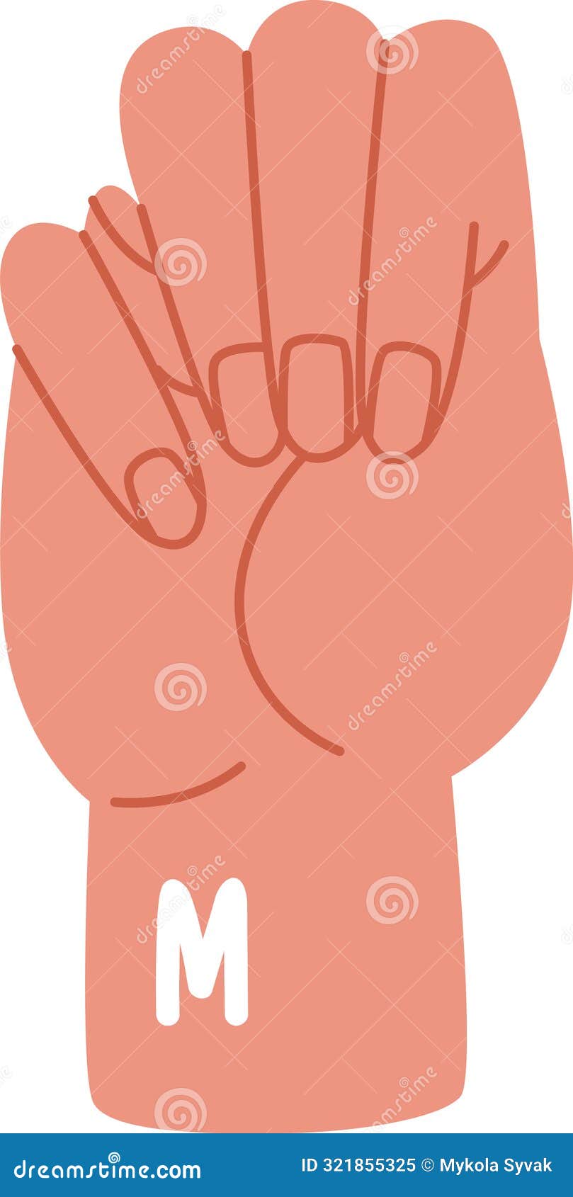 Hand Sign Alphabet M Letter Stock Vector - Illustration of symbol, hand ...