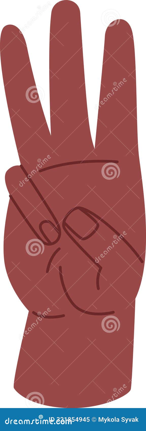 Hand Sign Alphabet W Letter Stock Vector - Illustration of font ...