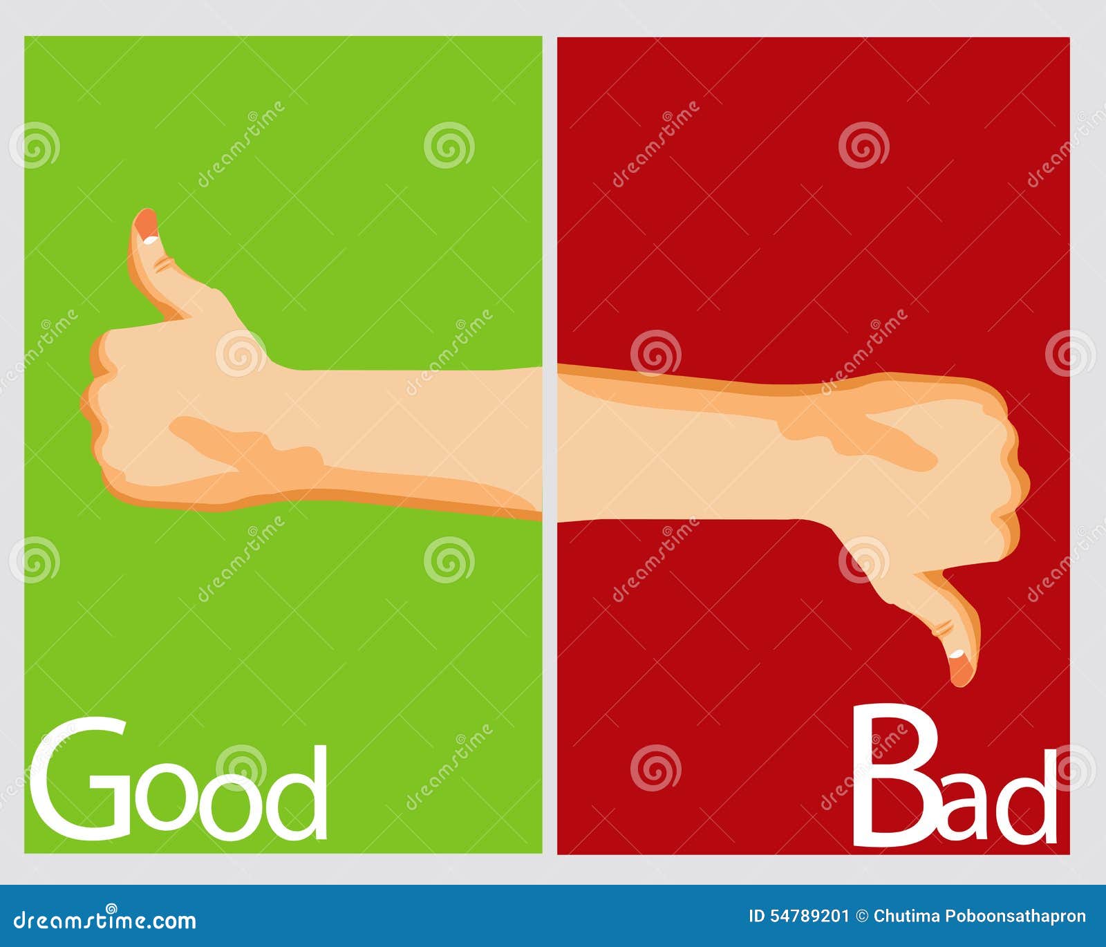Hand sign Bad and Good. stock illustration. Illustration of negative ...