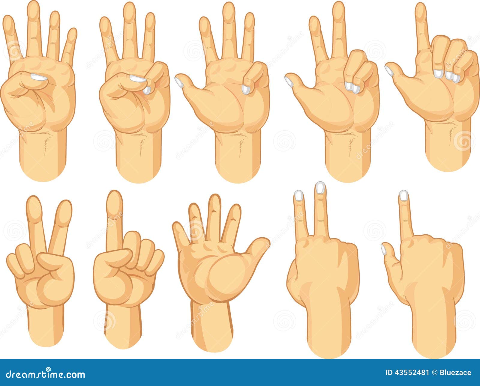 Hand Sign Collection - Counting Gestures Stock Vector - Illustration of ...