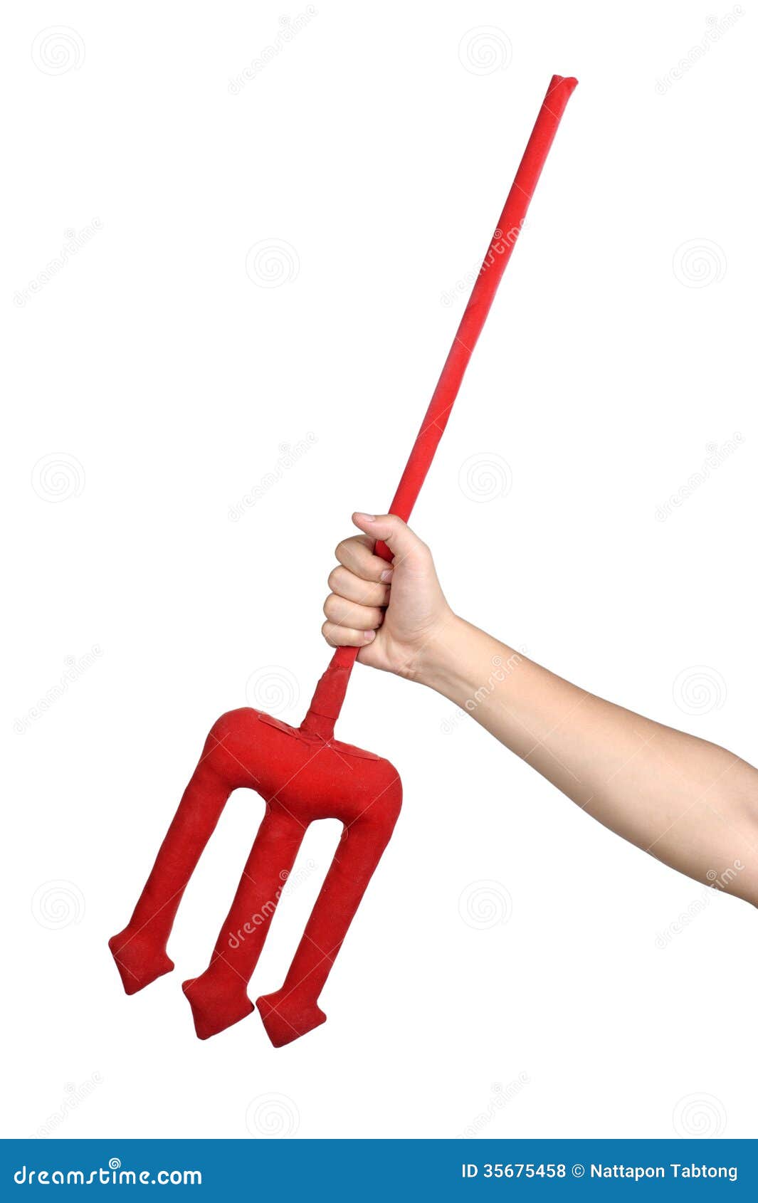 Hand Sign Hold Red Trident Isolated Stock Photo - Image of male, gift ...