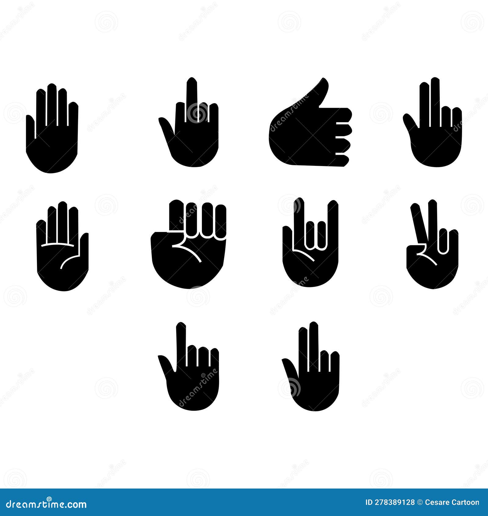 Hand icon set stock vector. Illustration of clip, icon - 278389128