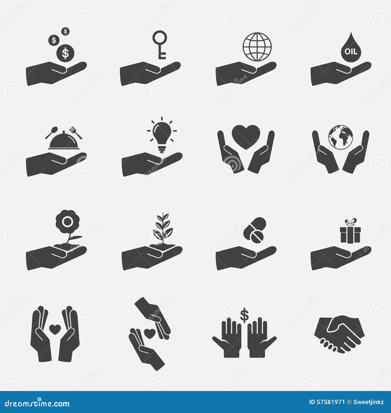 Hand sign icon set. stock vector. Illustration of nature - 57581971