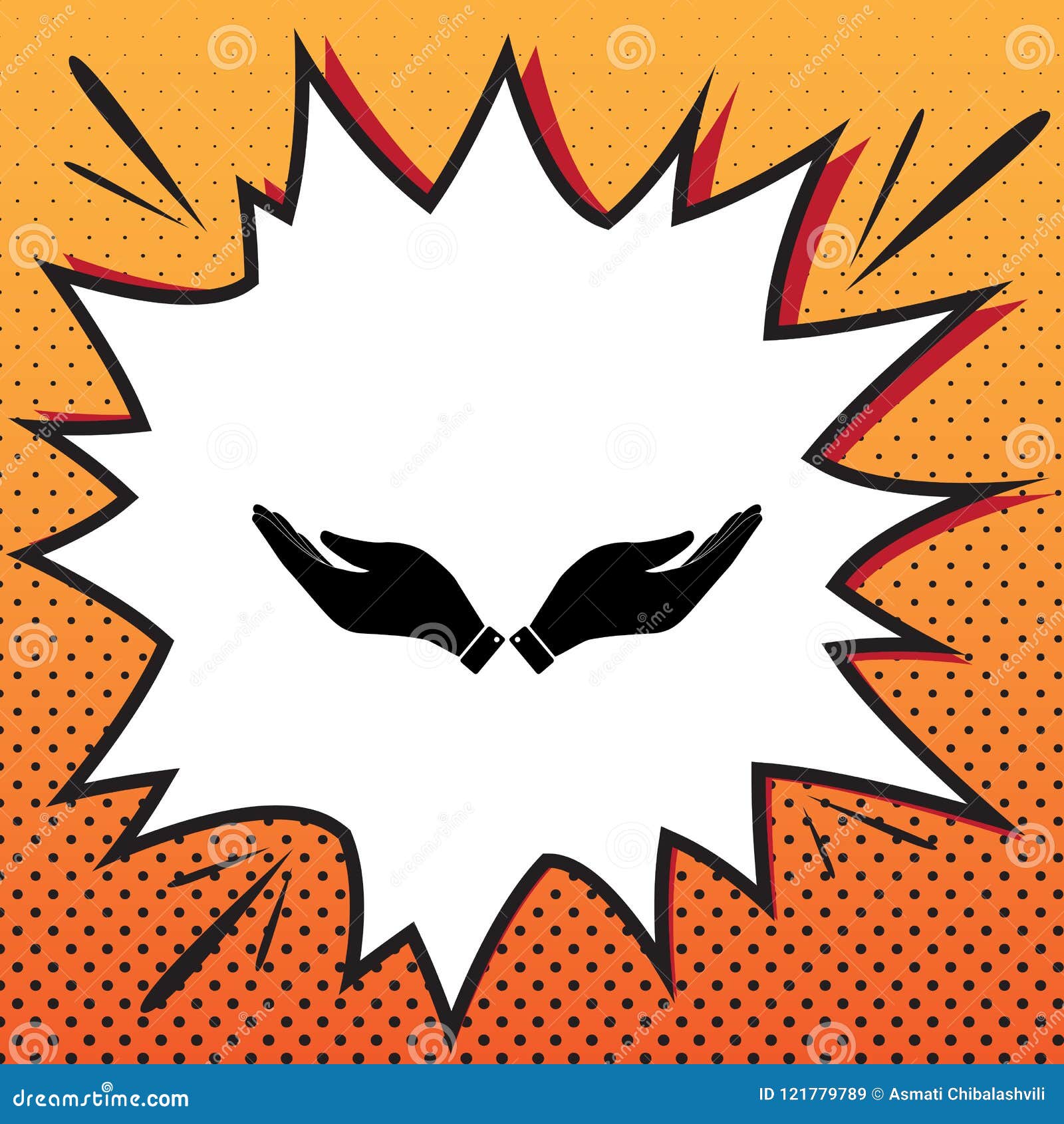 Hand Sign Illustration. Vector. Comics Style Icon on Pop-art Background ...