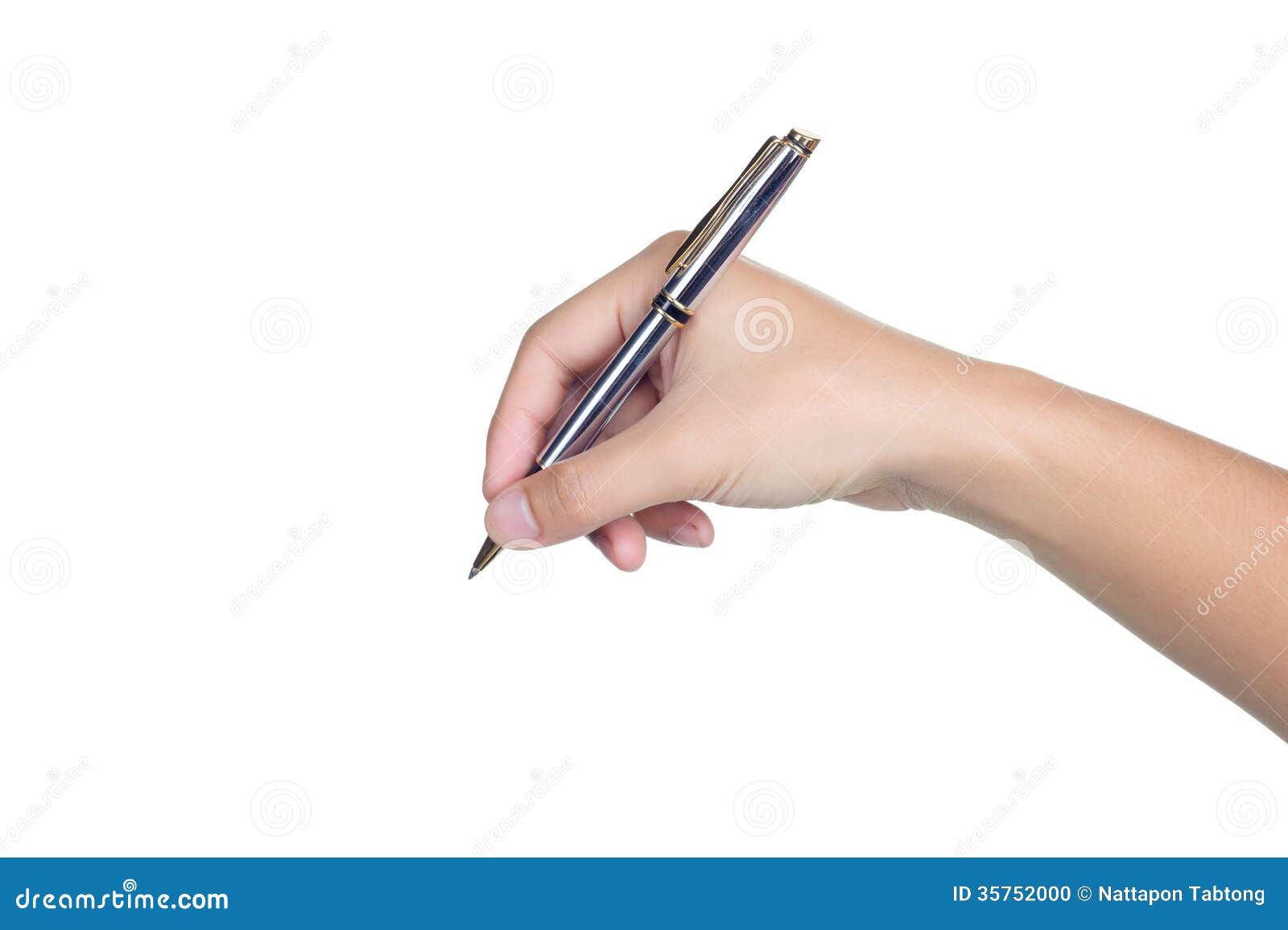 Hand Sign Posture Hold Pen Write Isolated Stock Photo - Image of ...