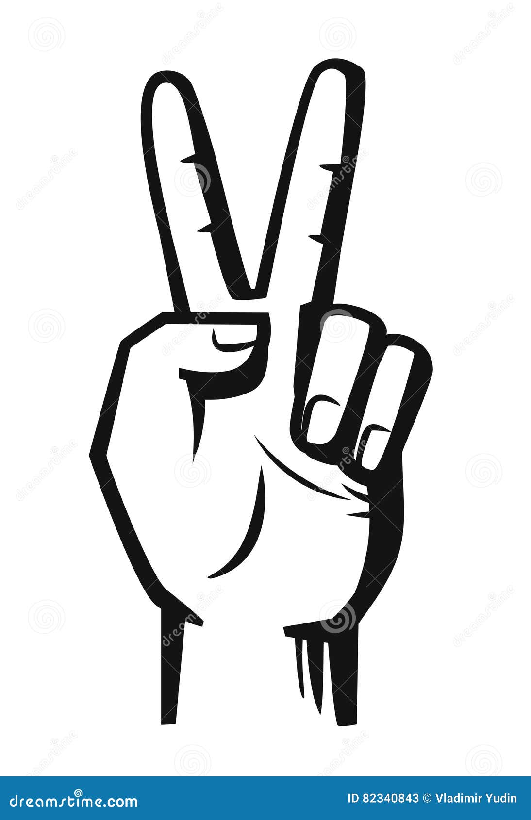 Hand sign victory vector stock vector. Illustration of human - 82340843