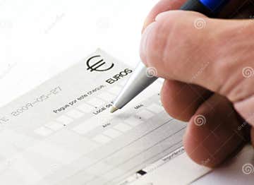 Hand signing a check stock image. Image of income, bill - 17444393