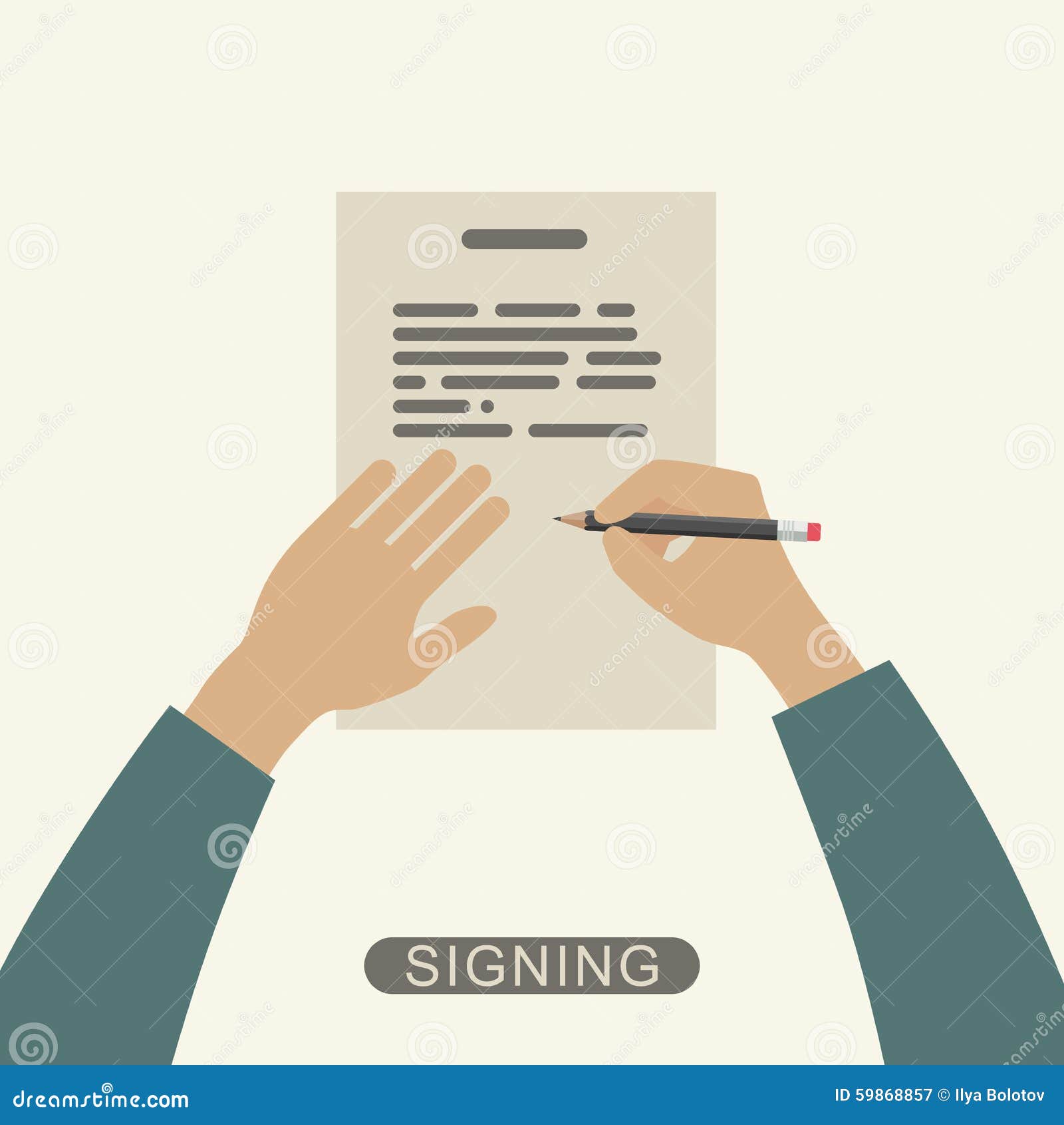 Hand signing contract. stock vector. Illustration of corporate - 59868857