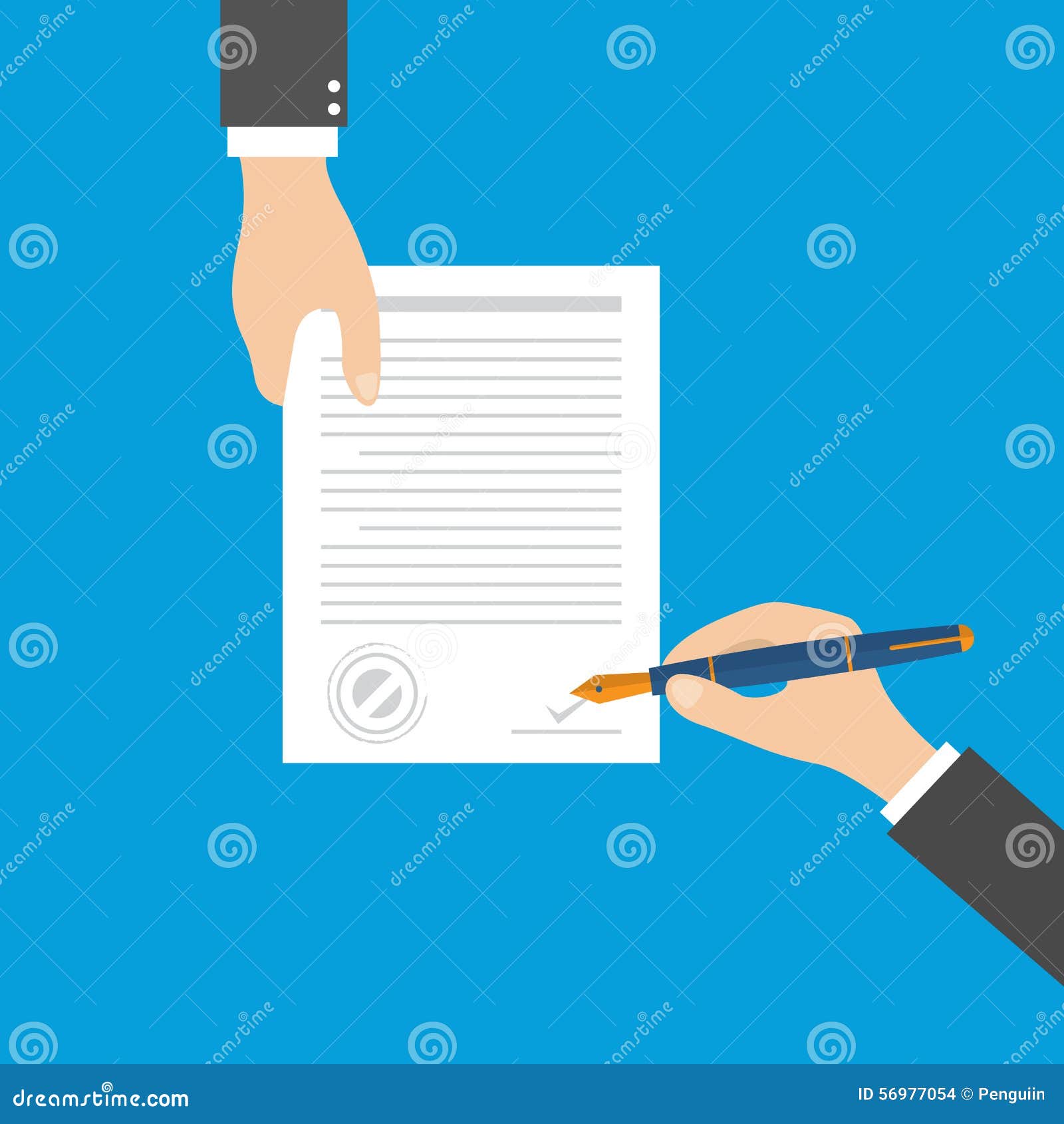 Hand Signing Contract on White Paper, Vector Stock Vector ... Hand Signing Contract on White Paper, Vector Stock Vector ...