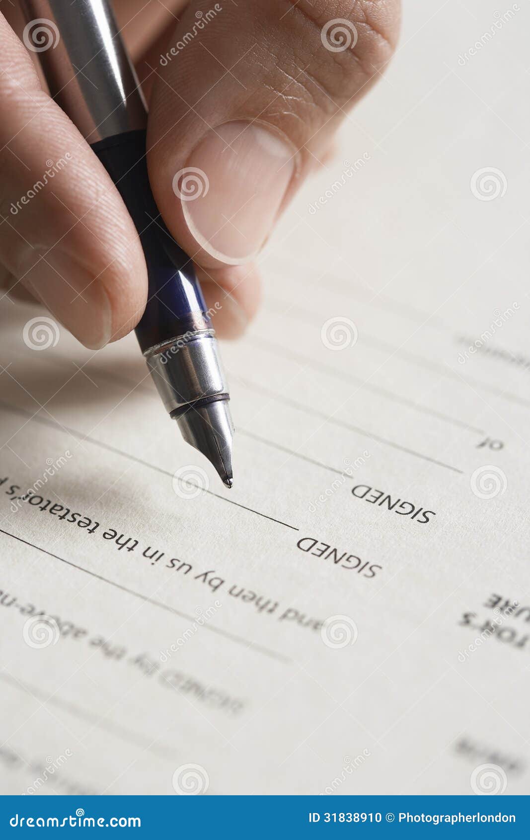 Hand Signing Document stock photo. Image of caucasian - 31838910