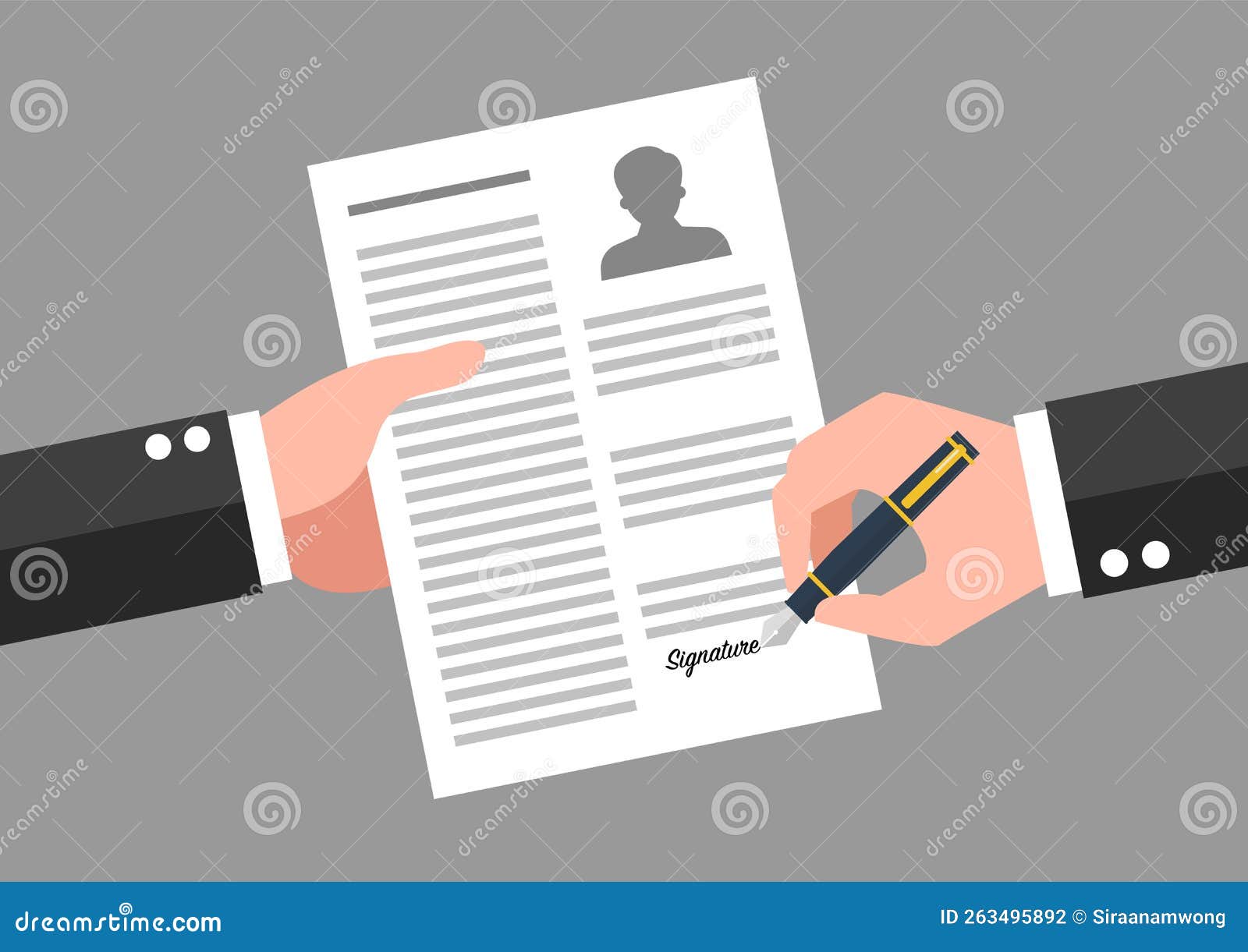 Hand signing a document stock illustration. Illustration of finance ...