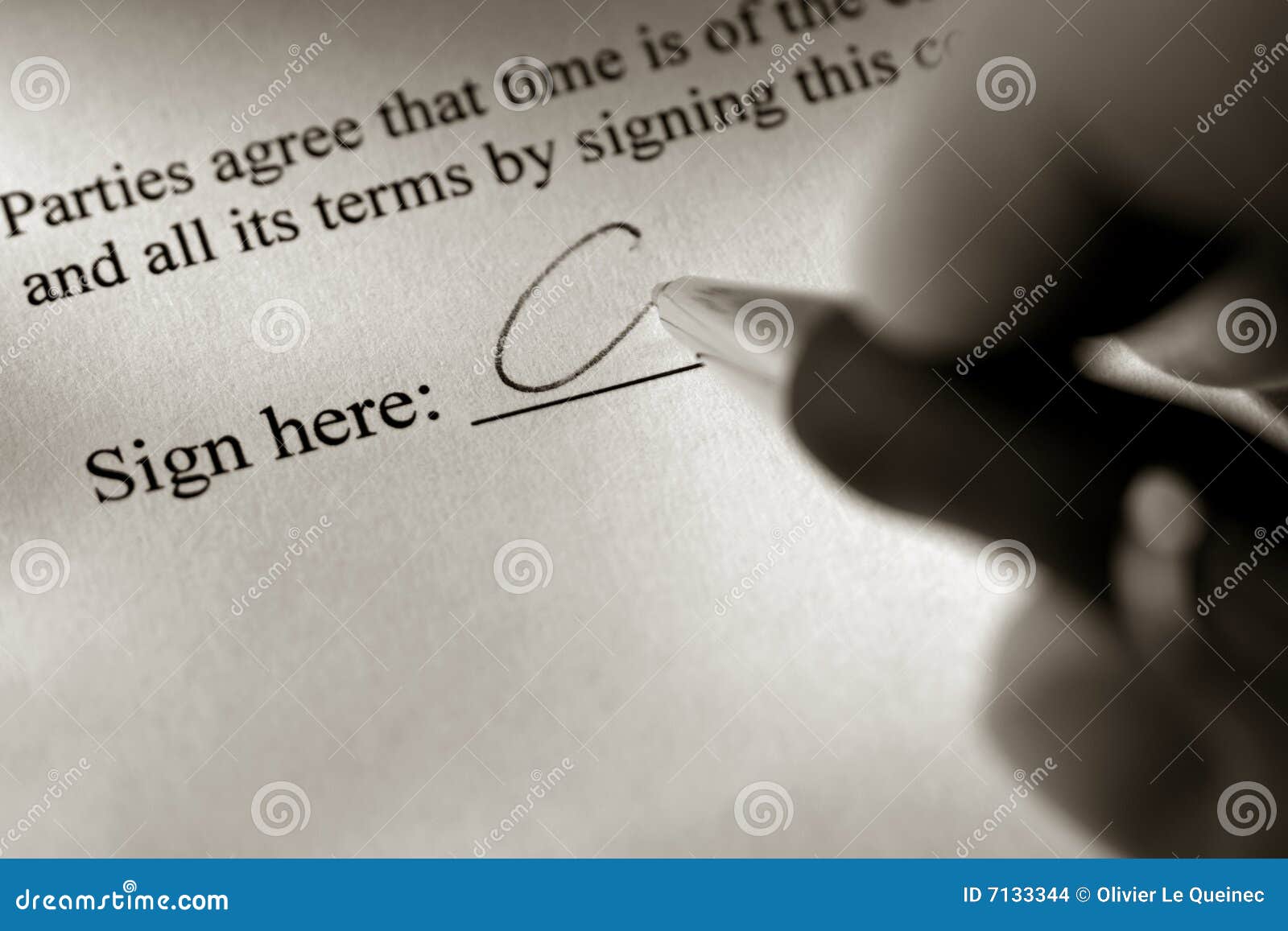 Hand Signing a Document in Ink on Sign Here Line Stock Photo - Image of ...