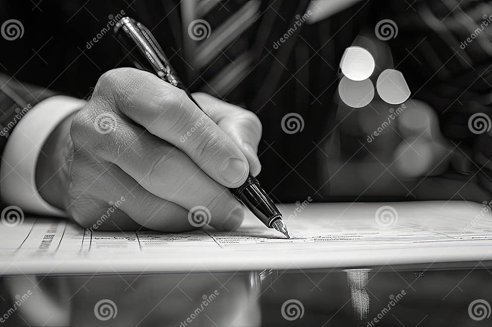 Hand Signing Important Document Decisively. Stock Illustration ...