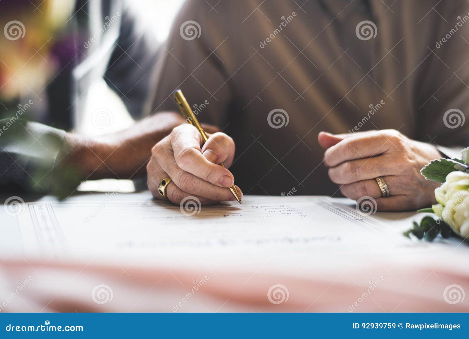 Hand Signing Marriage License Wedding Ceremony Stock Image - Image of ...