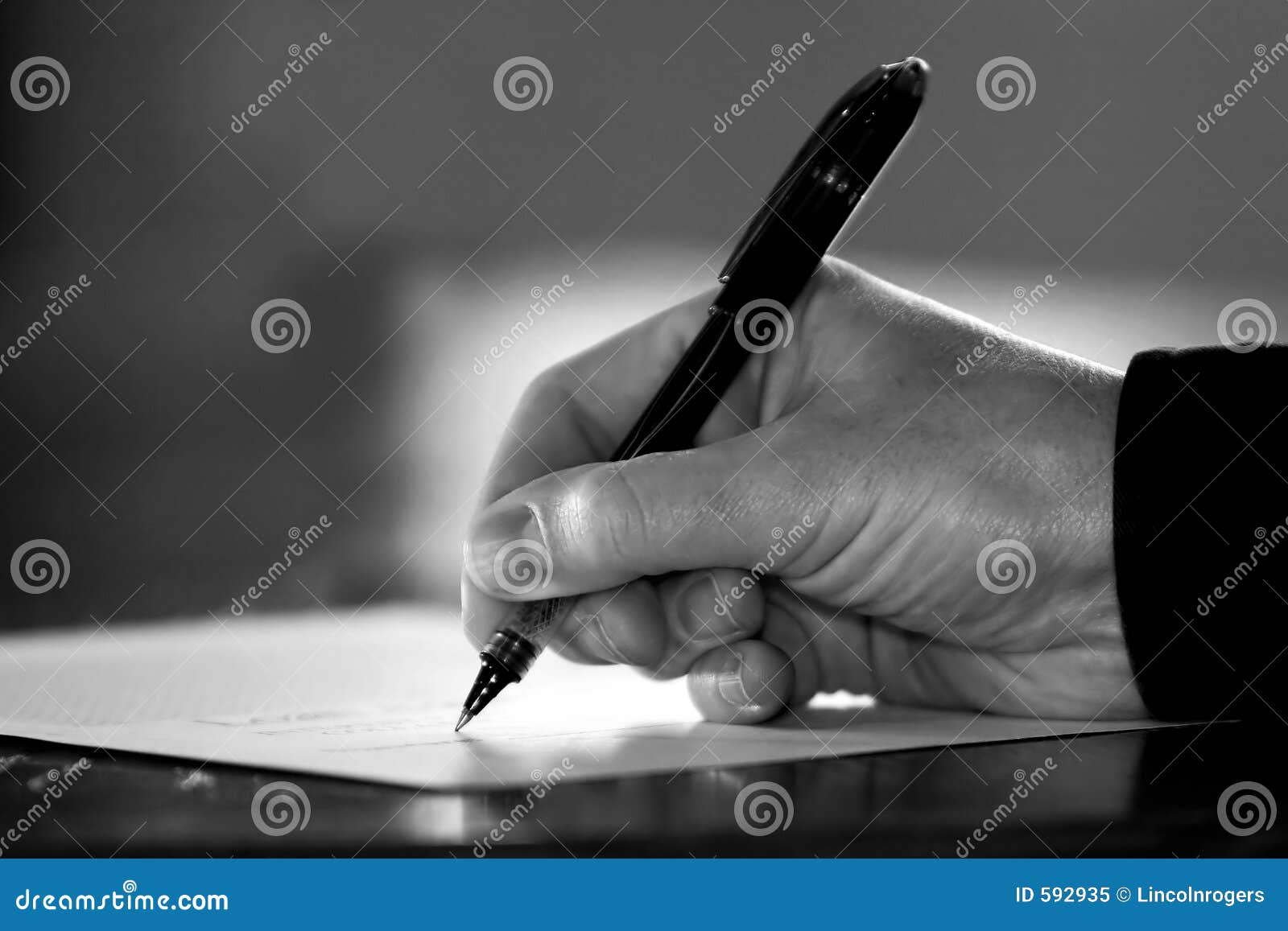Hand Signing Paperwork/Contract (Black & White) Stock Image - Image: 592935