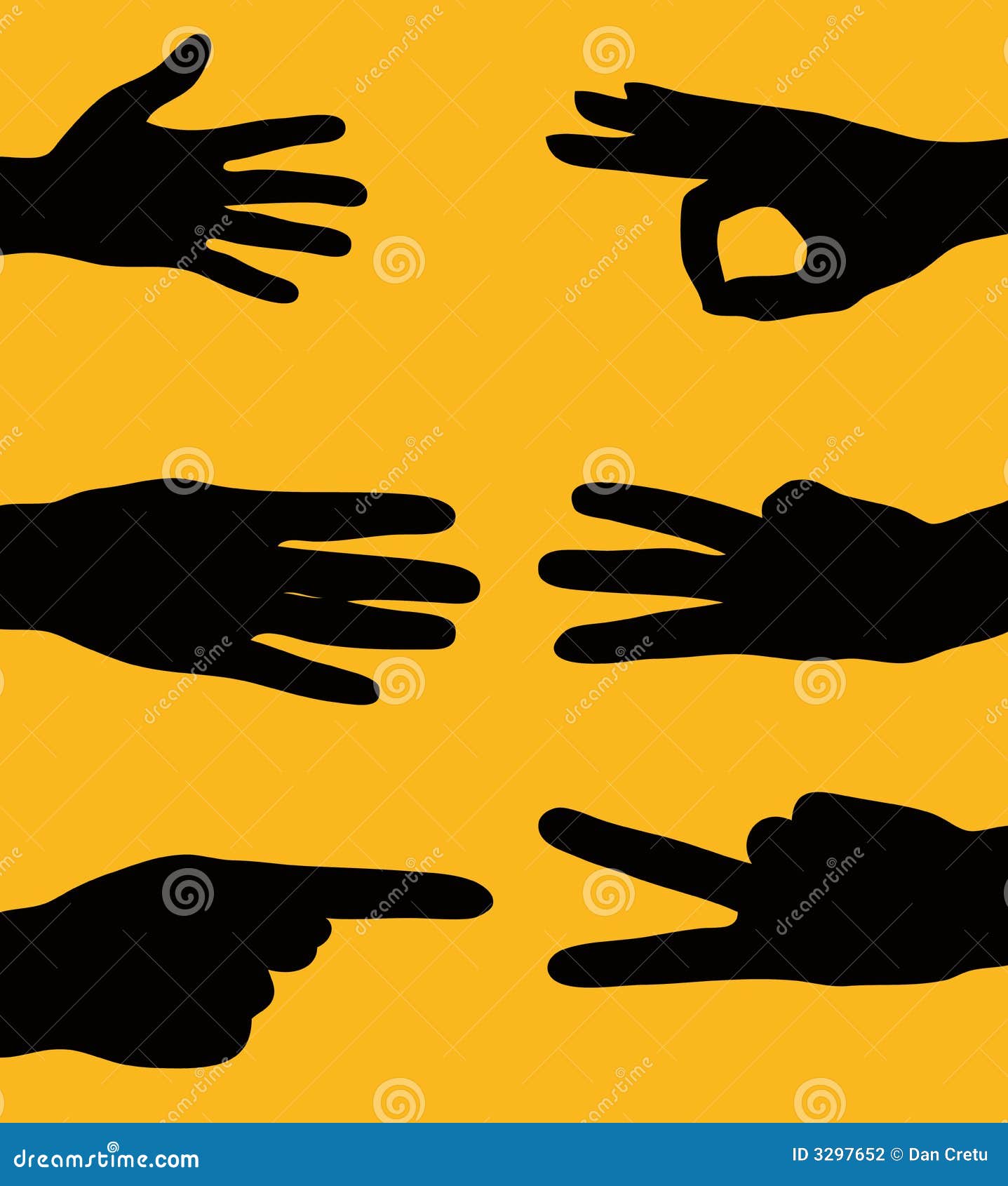 Hand Signs In Retro Pop Art Style. Cartoon Comic Vector Set. Pointing ...