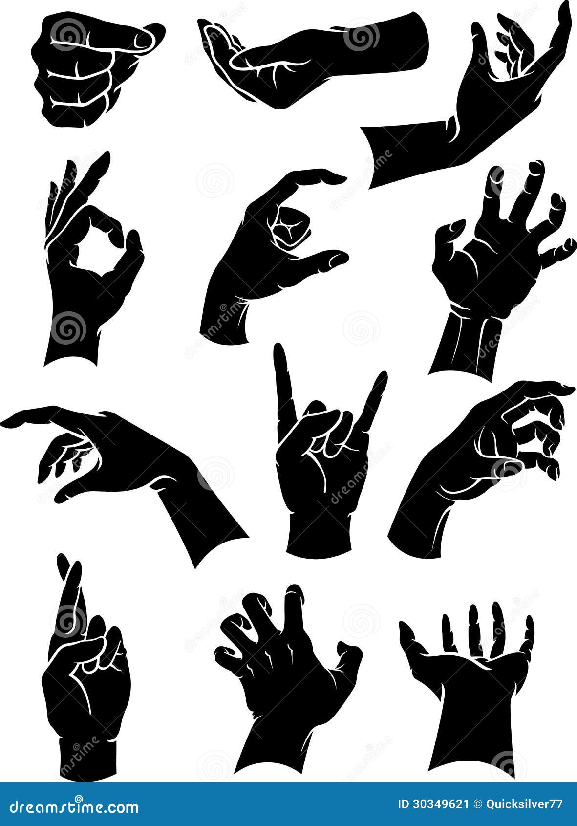 Hand Signs Collection stock illustration. Illustration of silhouette ...