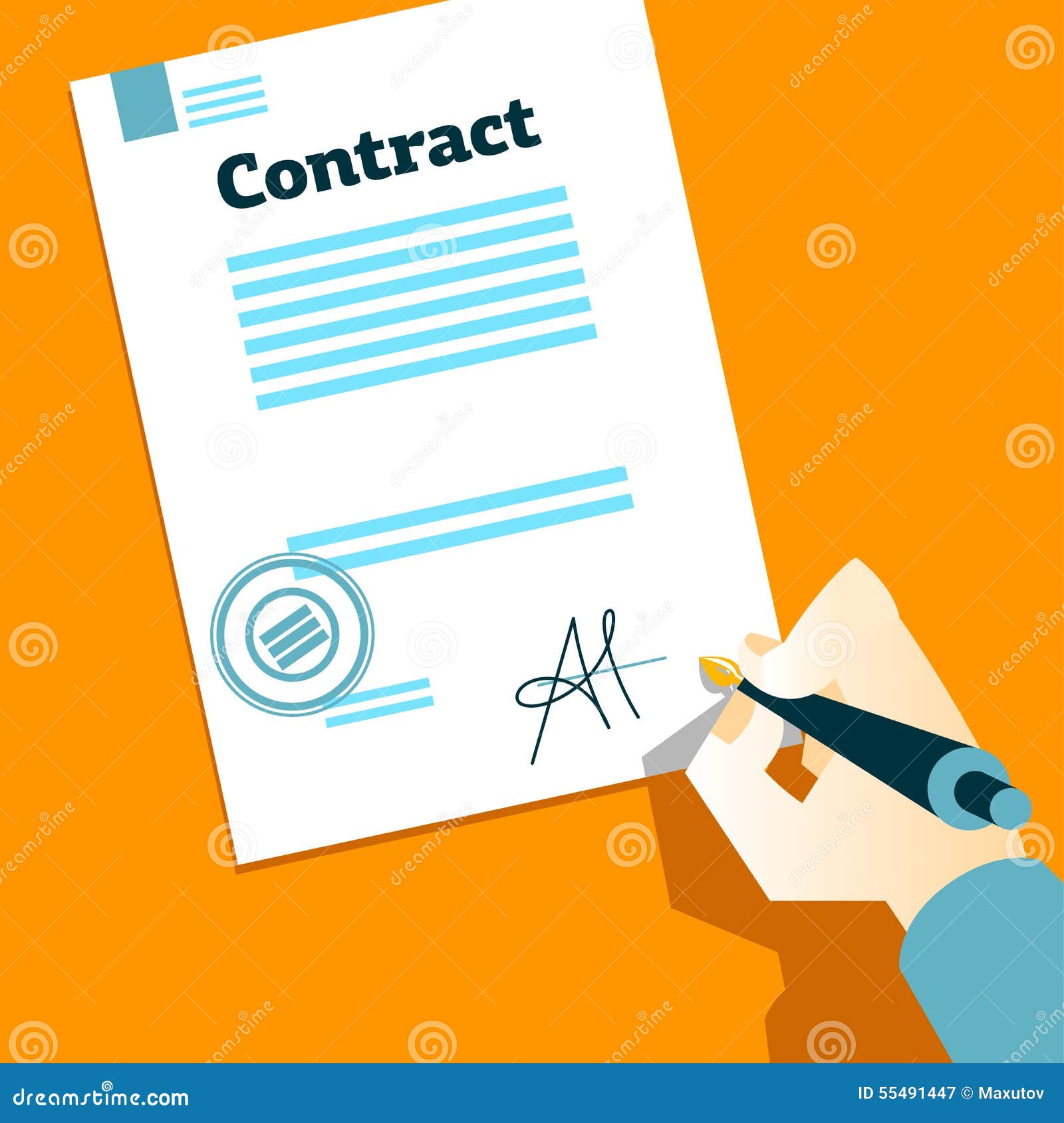 Hand signs contract stock vector. Illustration of arrangement - 55491447