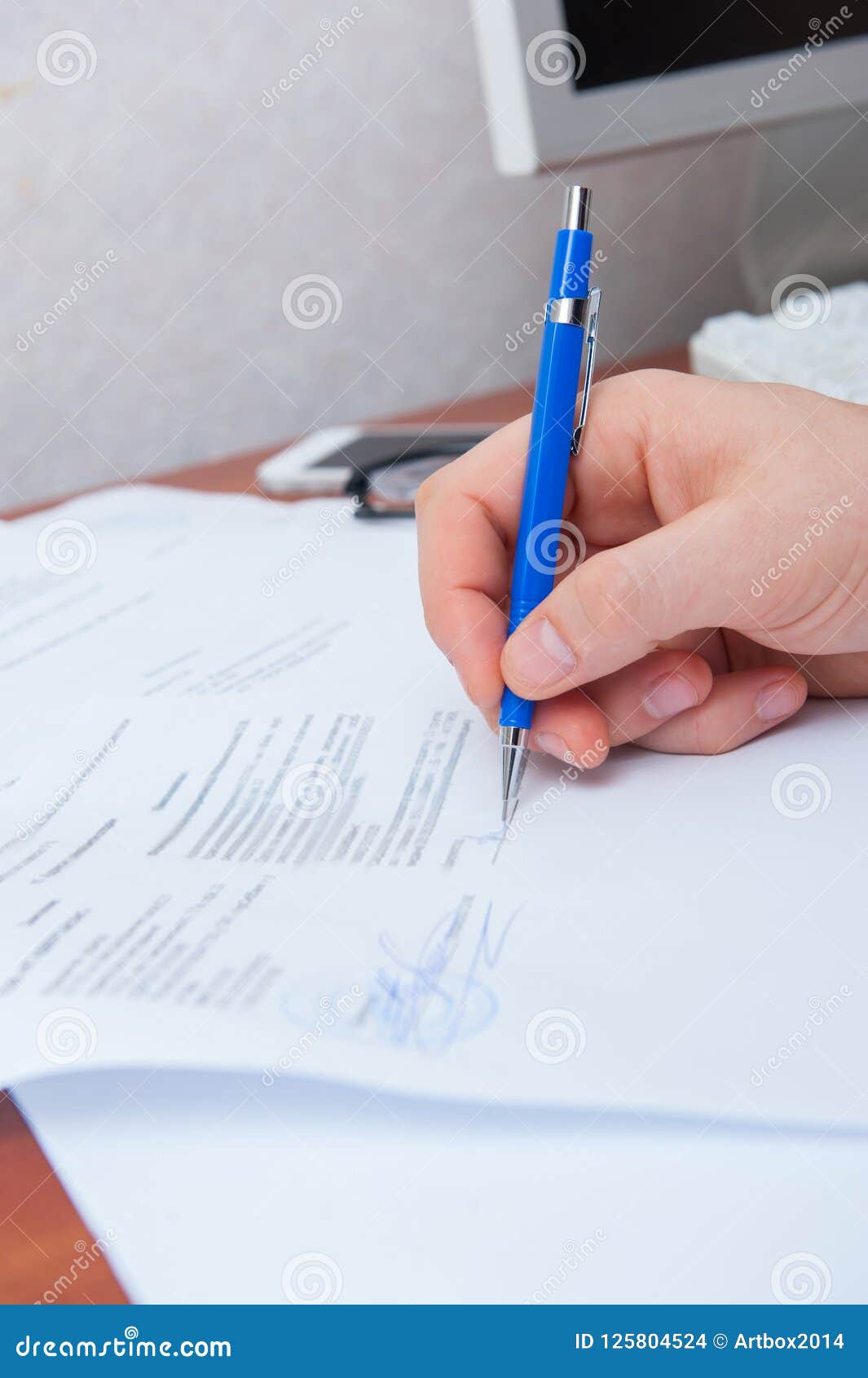 Hand signs documents stock photo. Image of adviser, paper - 125804524
