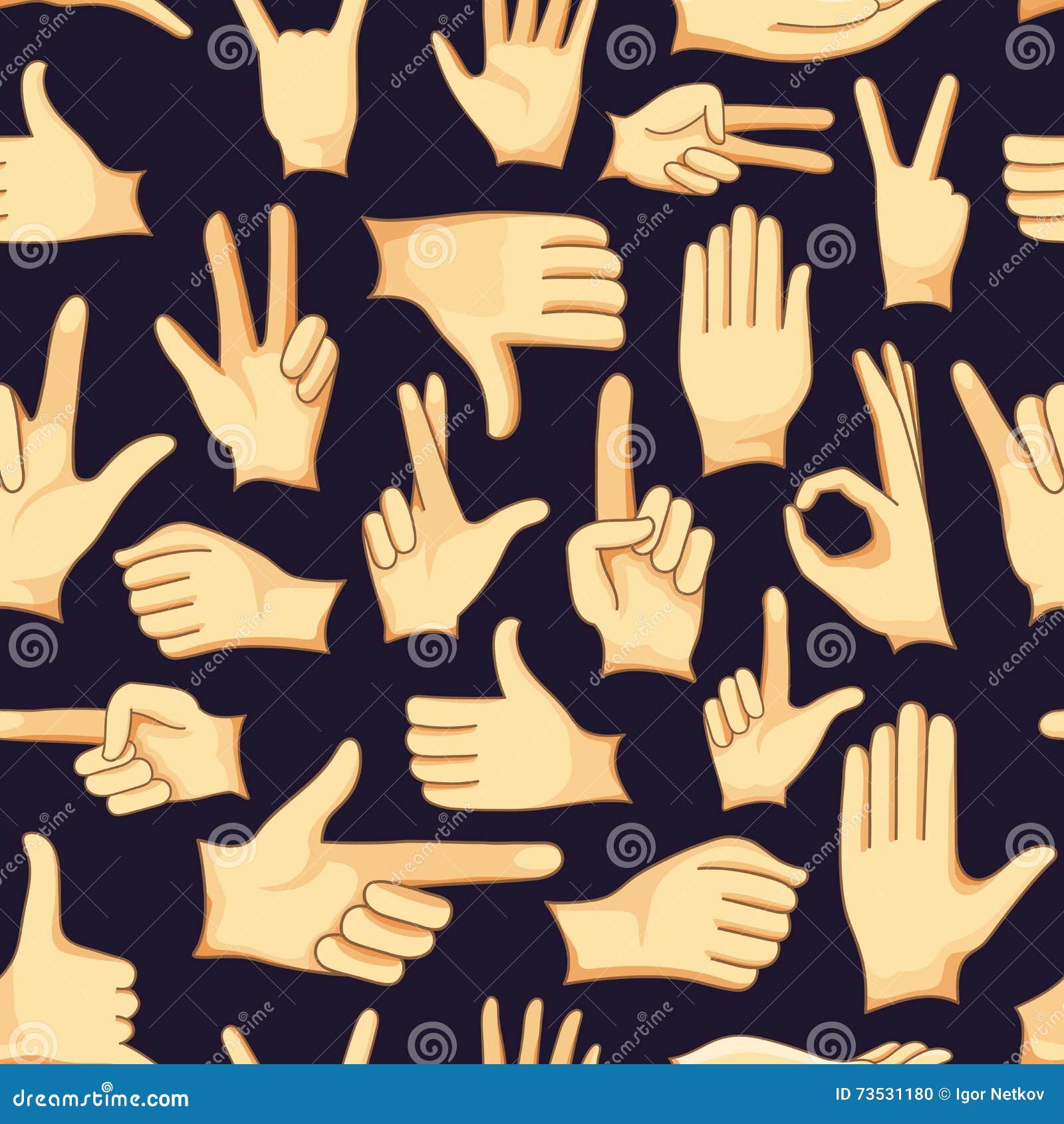 Hand Signs Icons Set Pattern Stock Vector - Illustration of cartoon ...