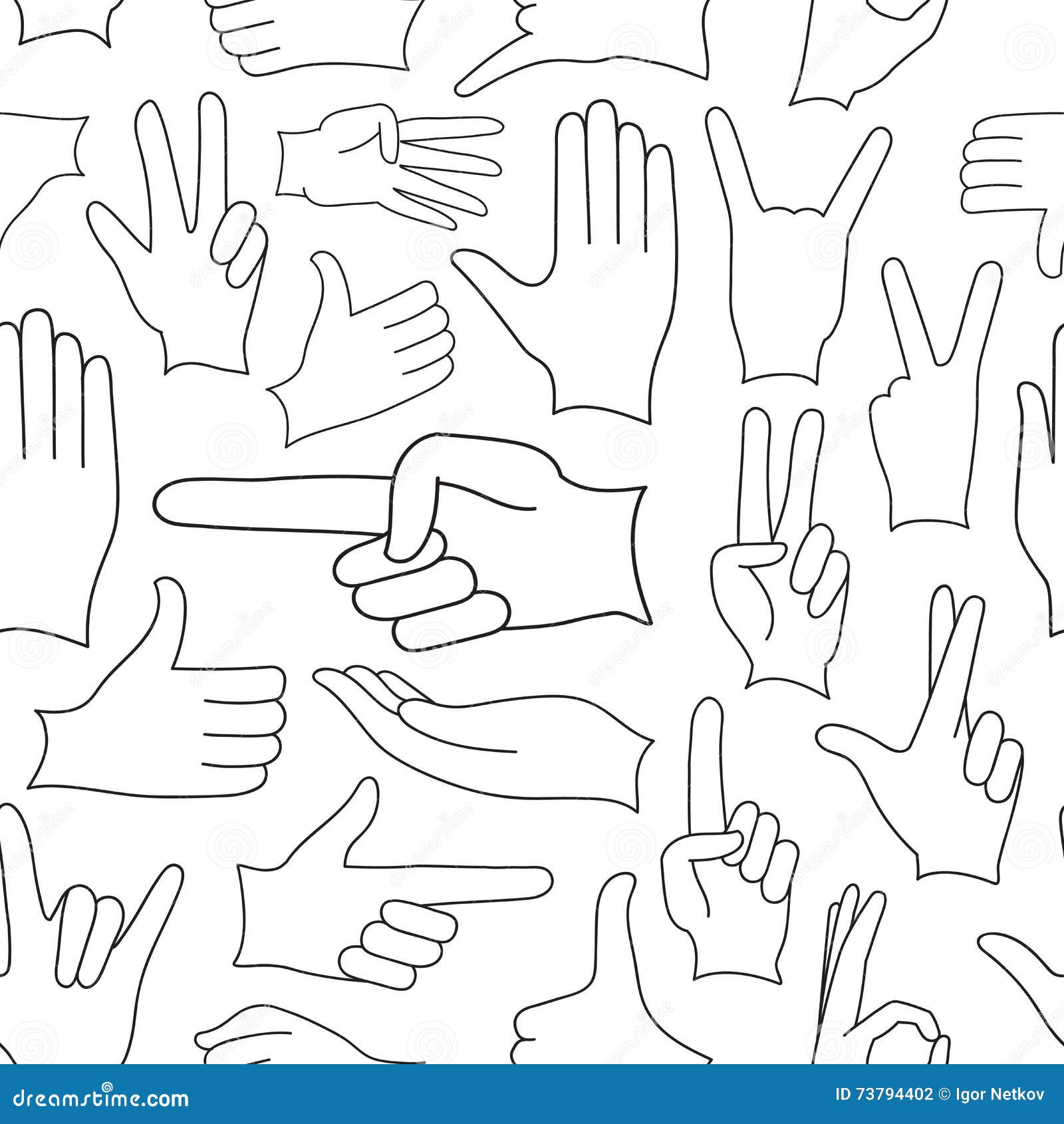 Hand Signs Icons Set Pattern Stock Vector - Illustration of cursor ...