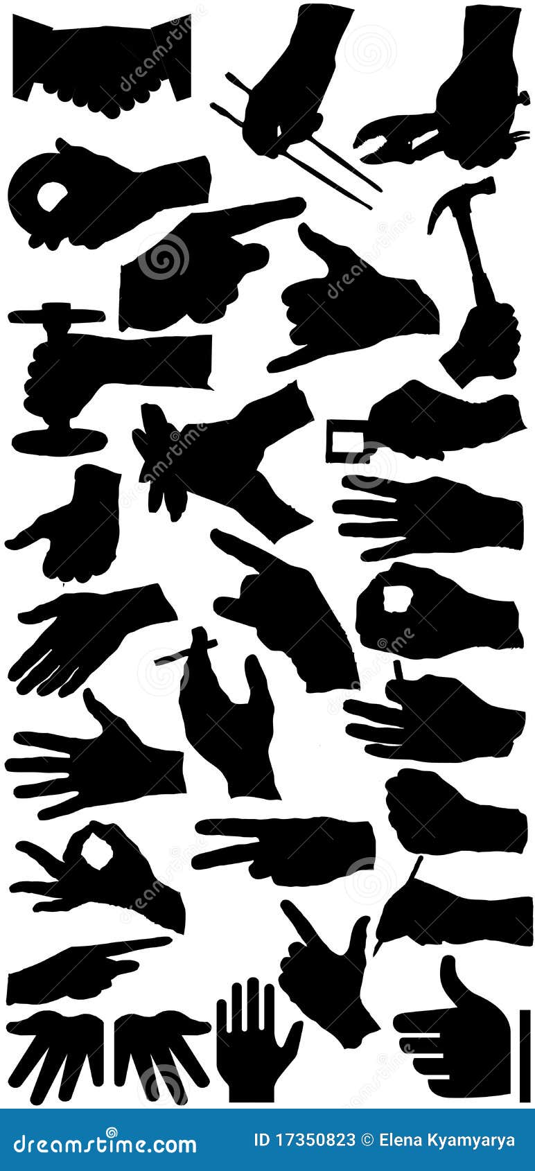 Hand Signs In Retro Pop Art Style. Cartoon Comic Vector Set. Pointing ...