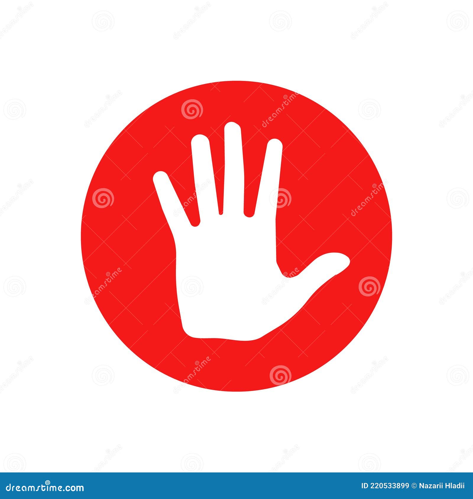 Hand-silhouet in Rode Cirkel. Stopteken. Vectorillustratie. Vector ...