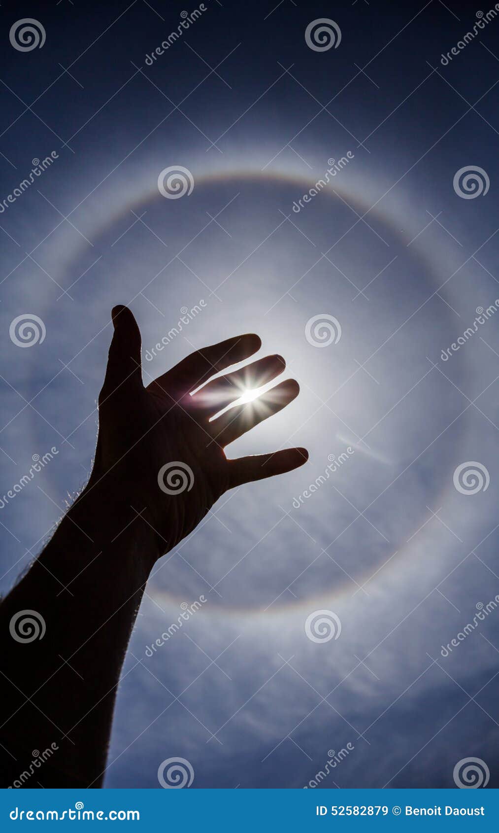 Hand Silhouette with Circular Sun Halo Stock Image - Image of black ...