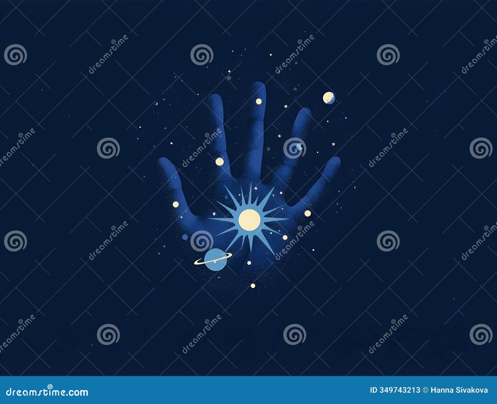 Celestial Hand Reaching Towards Stars and Planets in a Dark Cosmos at ...