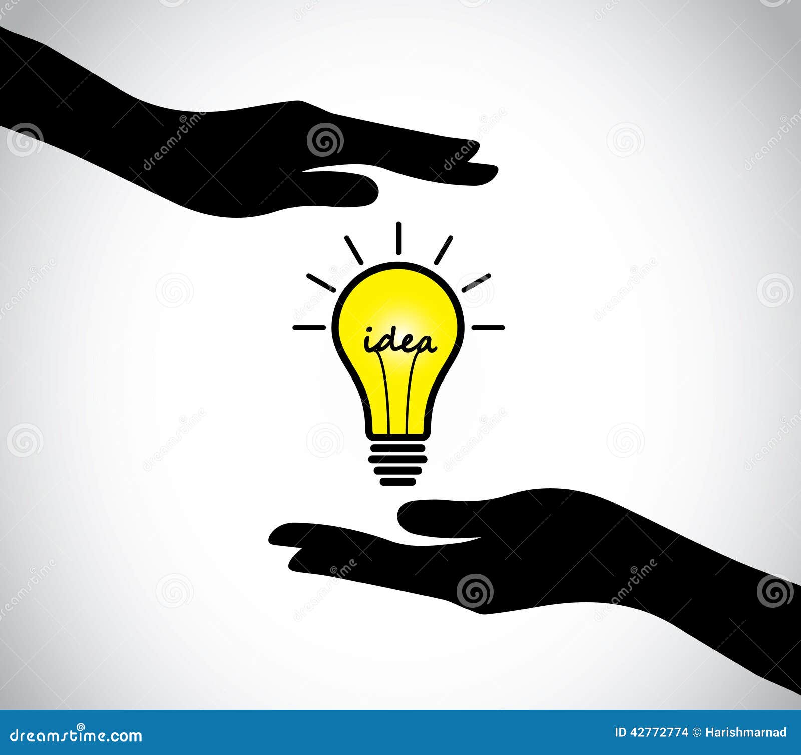 Hand Silhouette Protecting Yellow Bright Idea Text Lightbulb Stock ...