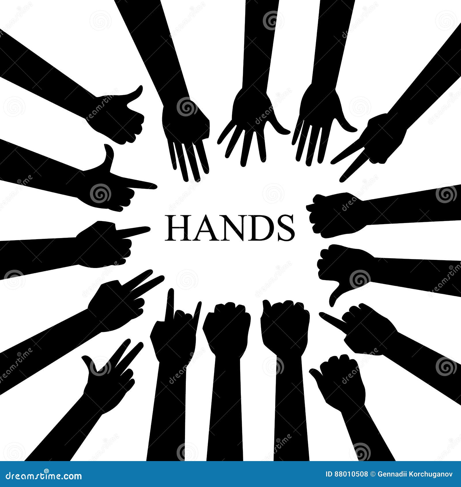 Hand silhouettes set stock vector. Illustration of social - 88010508