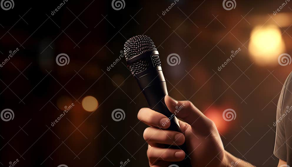 Hand Singer Holding Microphone Stock Illustration - Illustration of ...