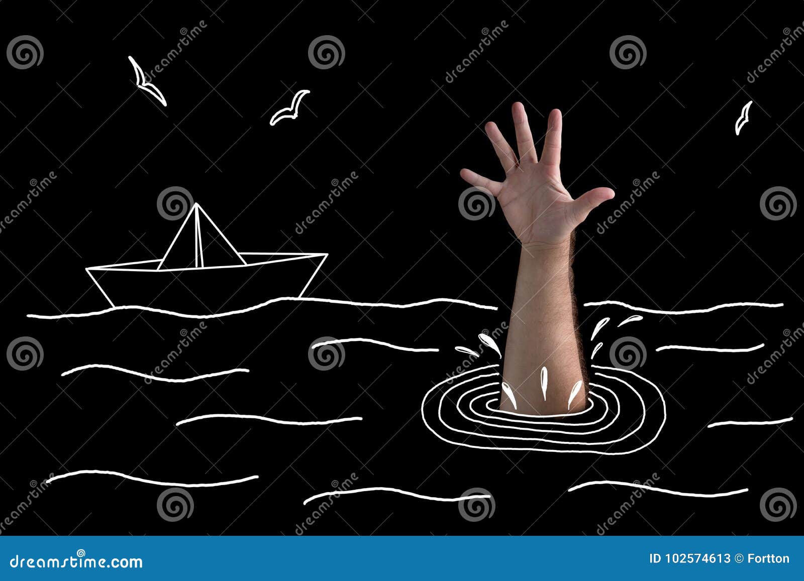 Hand of a Sinking Man in Black Water Stock Image - Image of danger ...