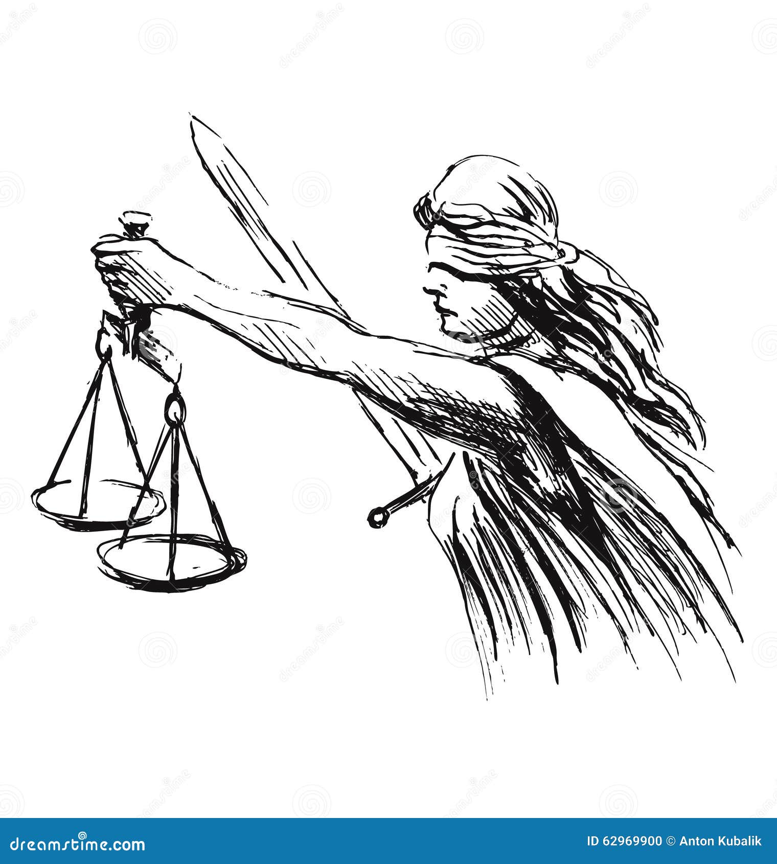 Hand Sketch Allegory of Justice Stock Vector - Illustration of hold ...