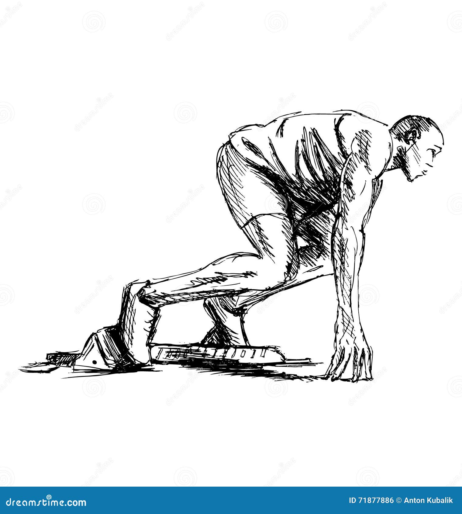 Hand Sketch Athlete on Track Starting To Run Stock Vector ...