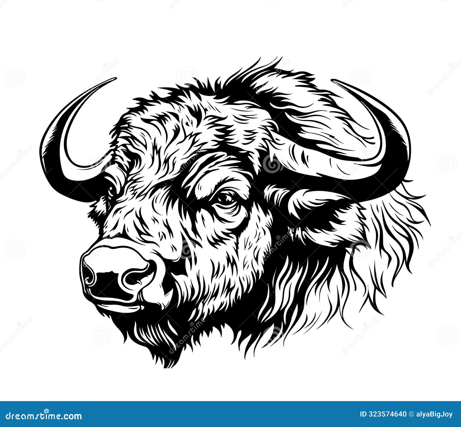 Hand sketch bison. stock vector. Illustration of bison - 323574640