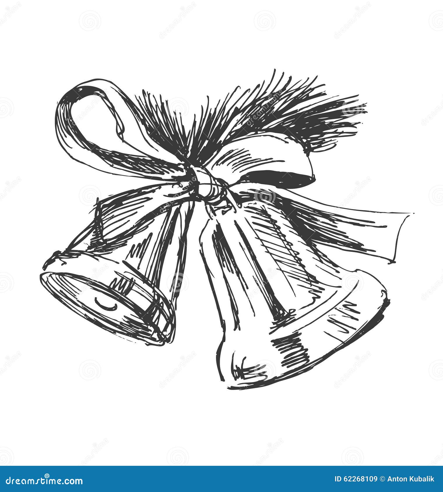 Hand Sketch of Christmas Bells Stock Vector - Illustration of draw ...