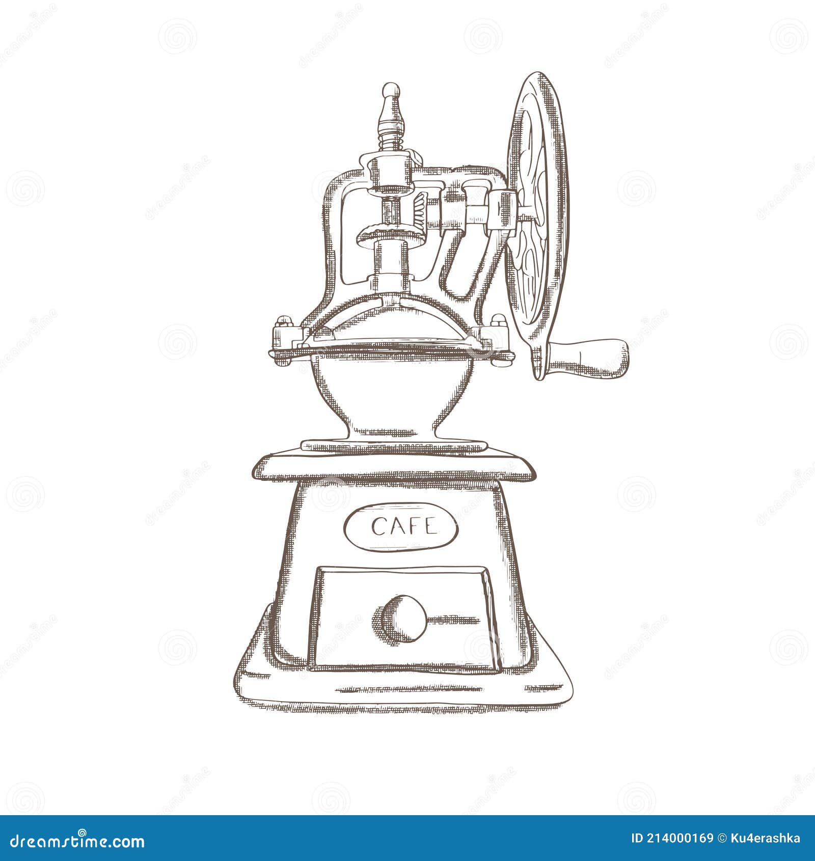 Hand Sketch Drawing Manual Coffee Grinder Stock Vector - Illustration ...