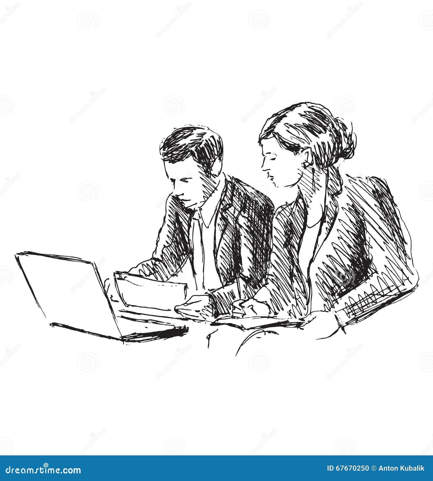 Hand Sketch Female and Male Workers Stock Vector - Illustration of ...