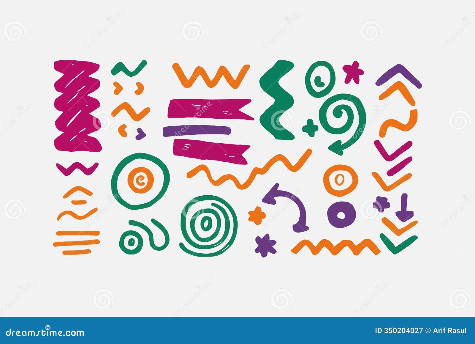 Hand Sketch Fun Doodle Sketch Colorful Shapes Lines Vector 7 Stock ...