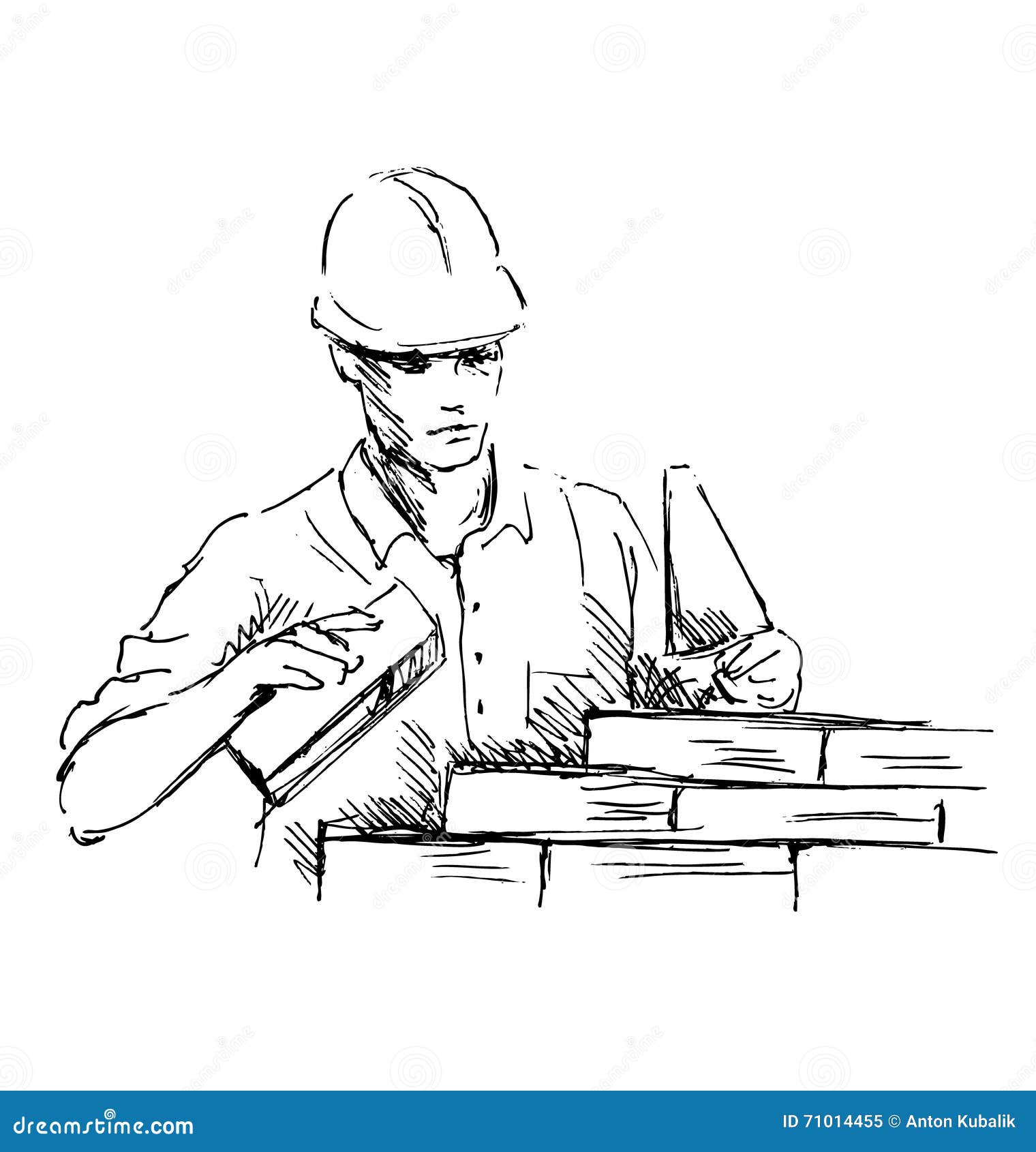Hand sketch mason stock vector. Illustration of industrial - 71014455