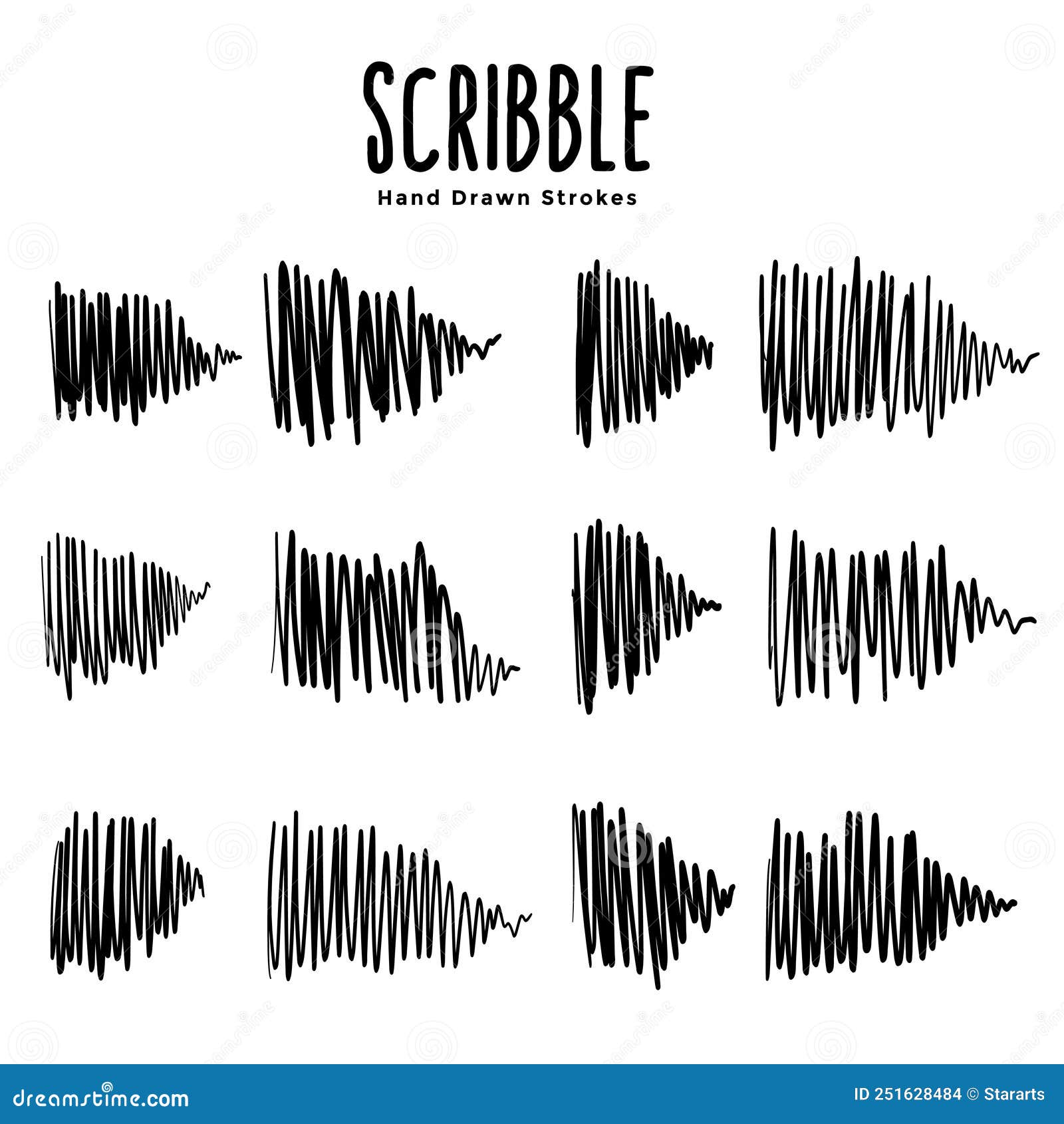 Hand Sketch Pen Scribble Traces Pack Stock Vector - Illustration of ...