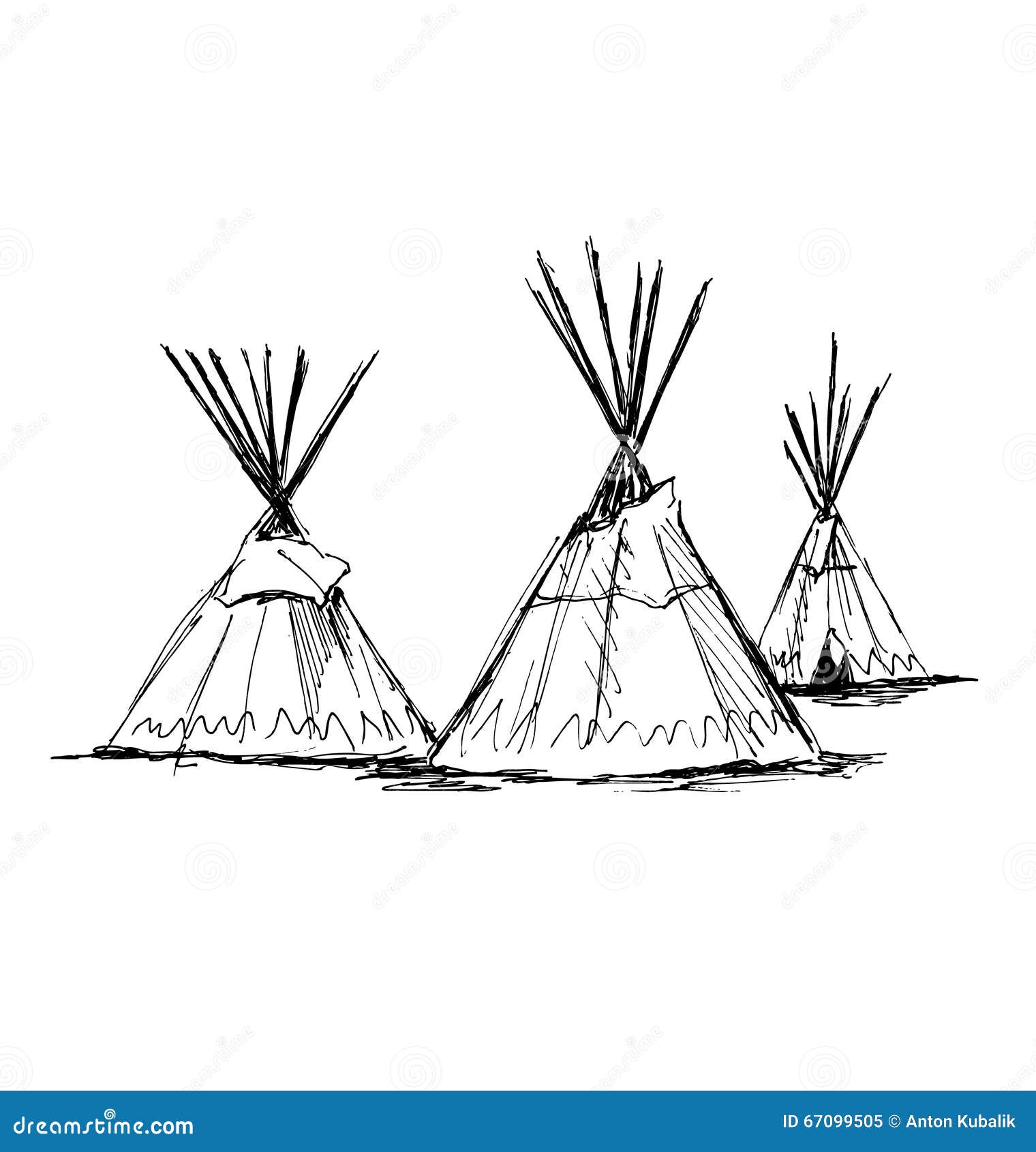 Hand sketch wigwams stock vector. Illustration of origin - 67099505